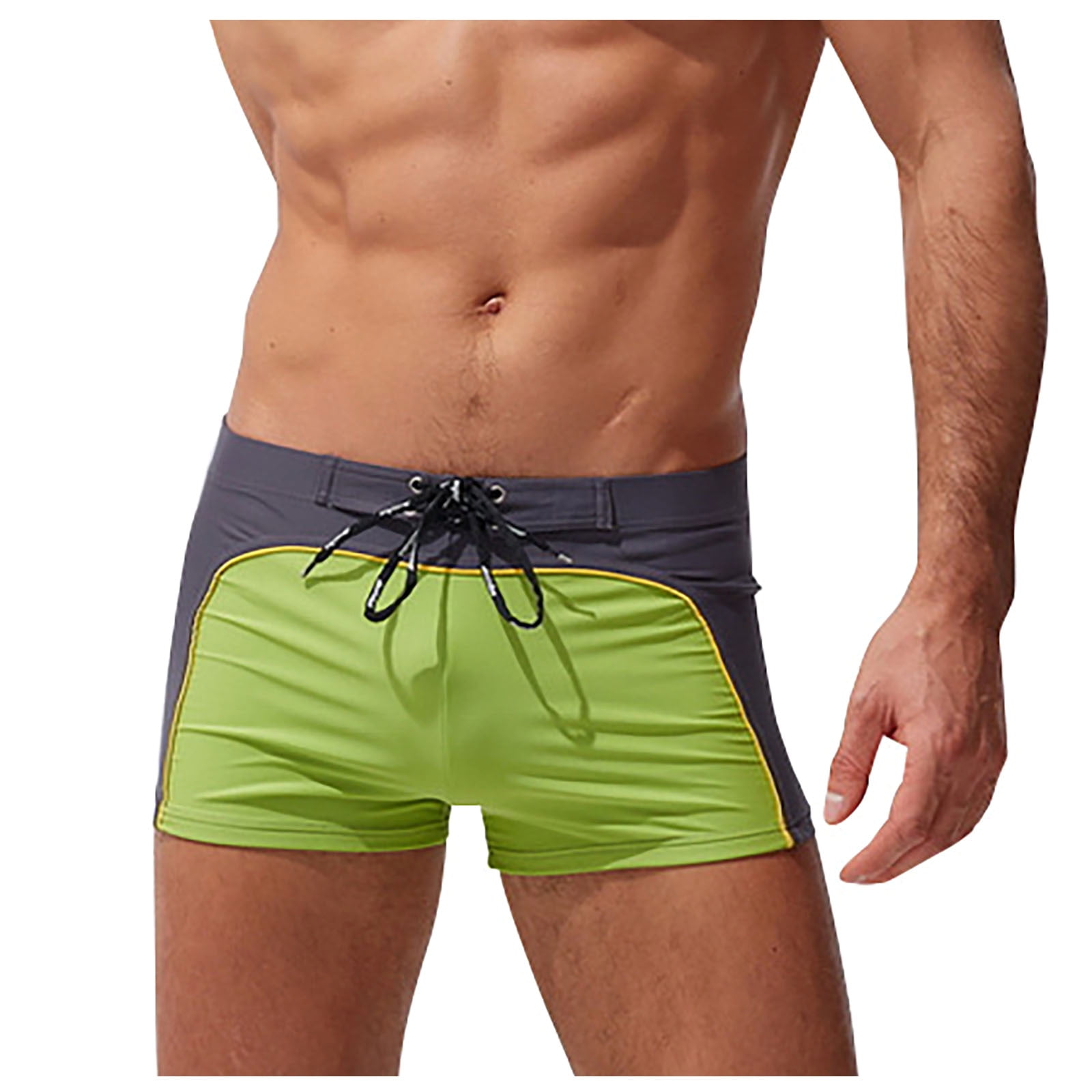Ovticza Mens Square Leg Swim Trunks Color Block Swim Shorts Basic Classic Athletic Bottom With