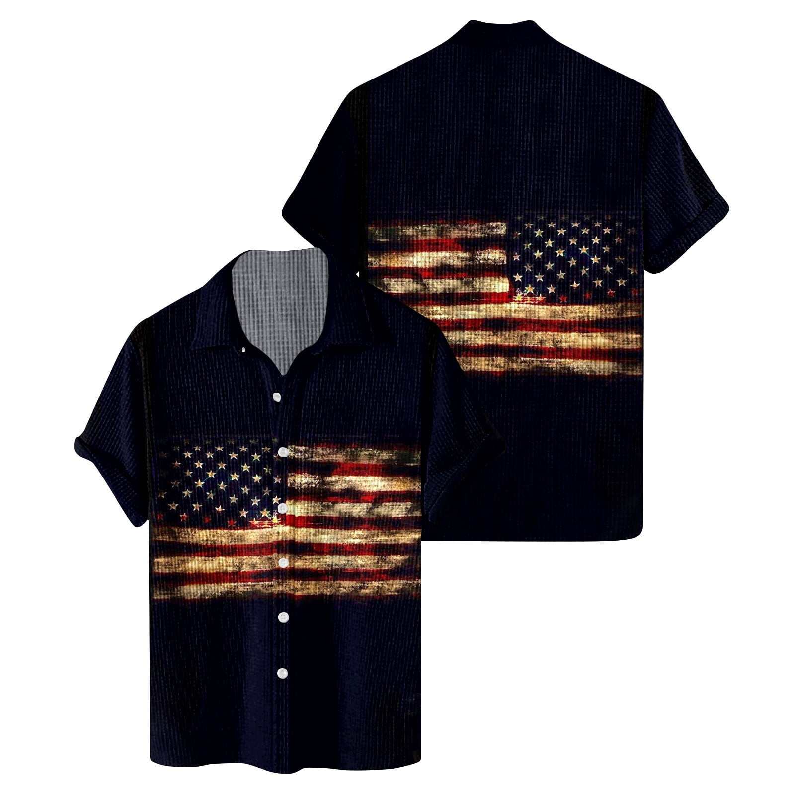 Ovticza Patriotic Shirts for Men - USA Short Sleeve Button Down Collar ...