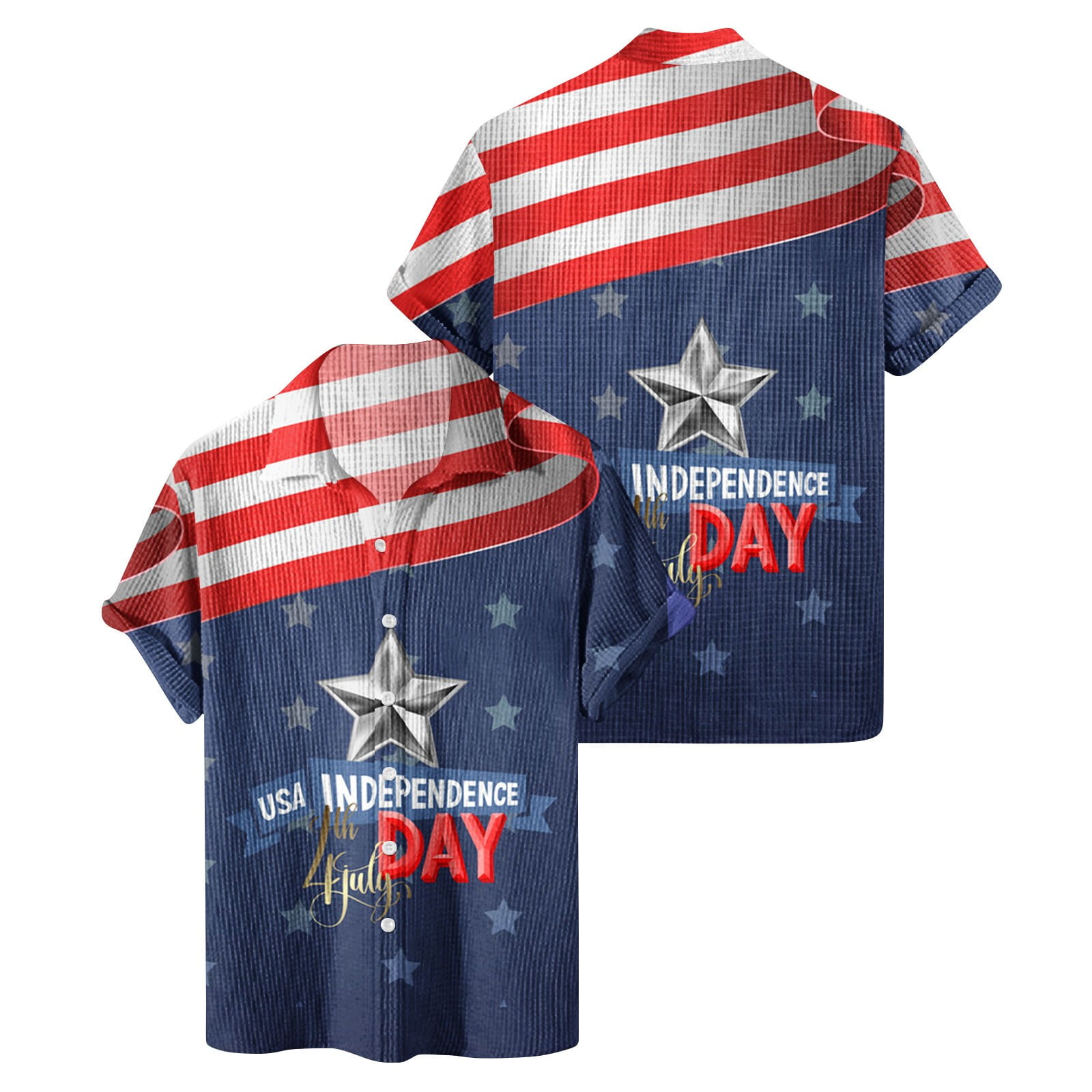 Ovticza Patriotic Shirts for Men - USA Short Sleeve Button Down Collar ...