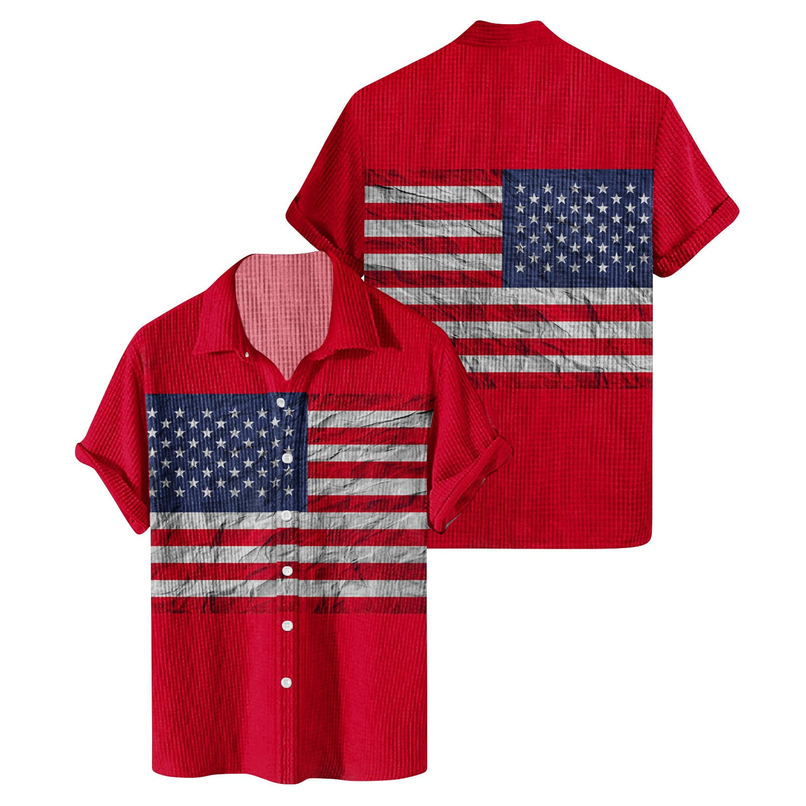 Ovticza Patriotic Shirts for Men - USA Short Sleeve Button Down Collar ...