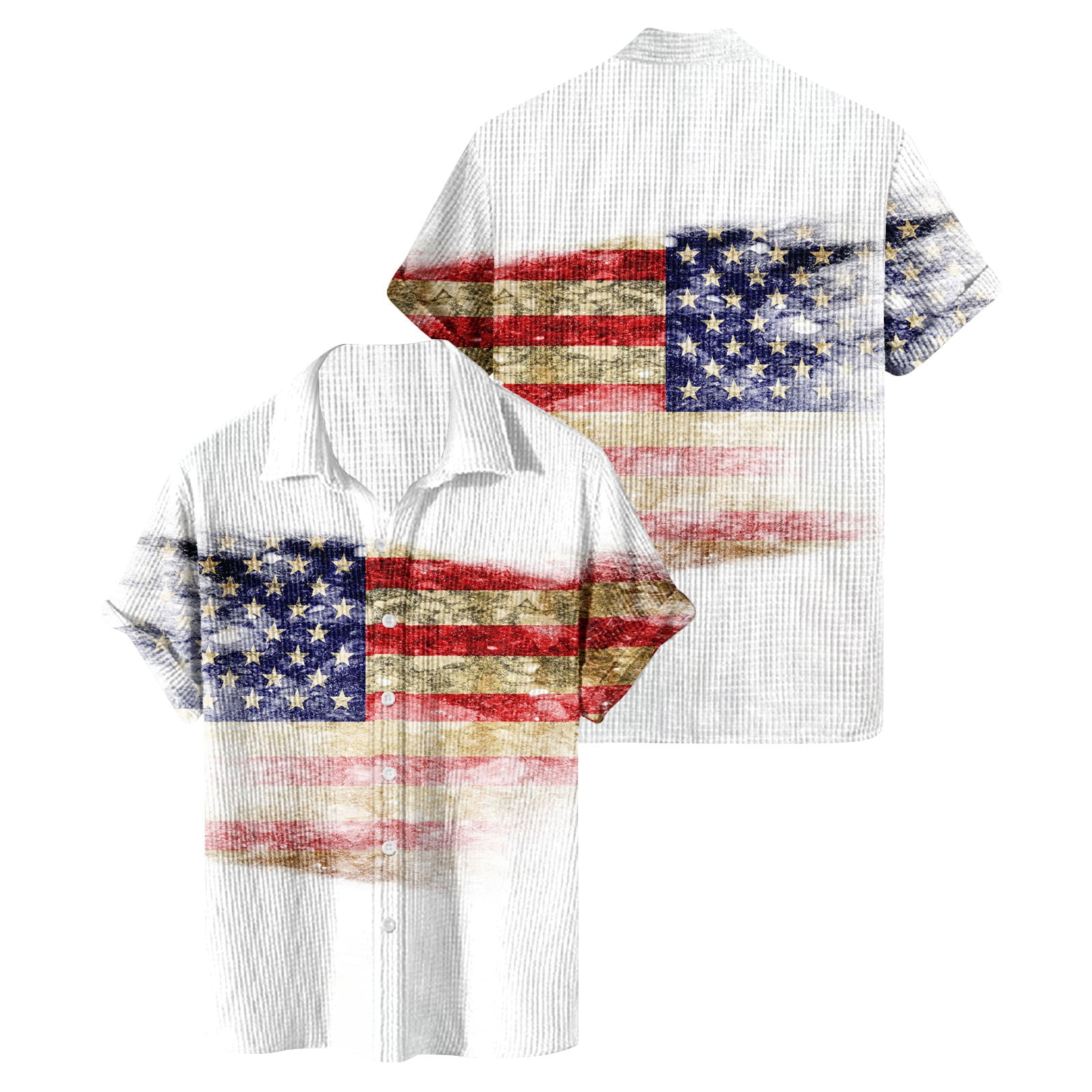 Ovticza Patriotic Shirts for Men - USA Short Sleeve Button Down Collar ...