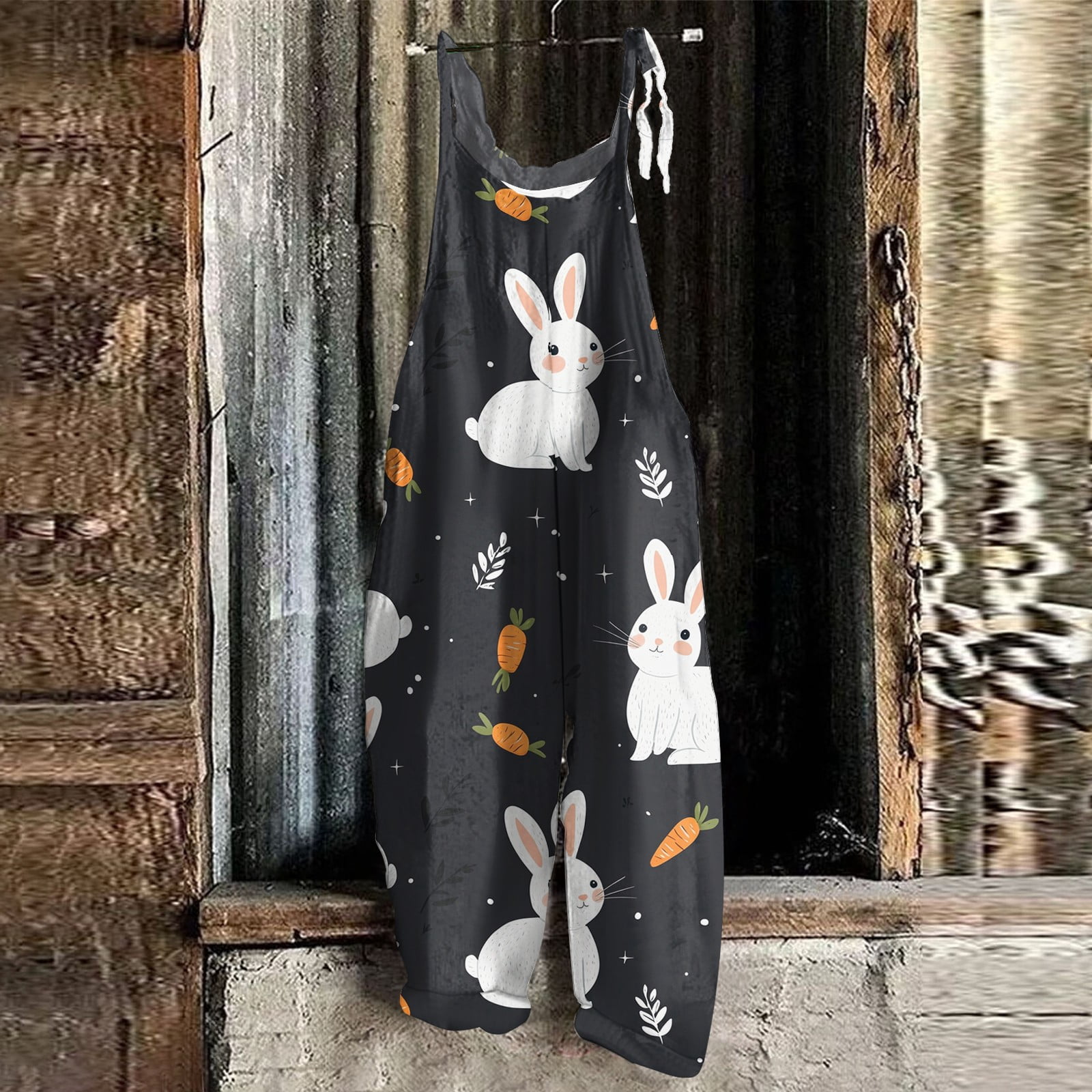 Ovticza Plus Size Easter Jumpsuit for Curvy Women Sleeveless Bunny ...
