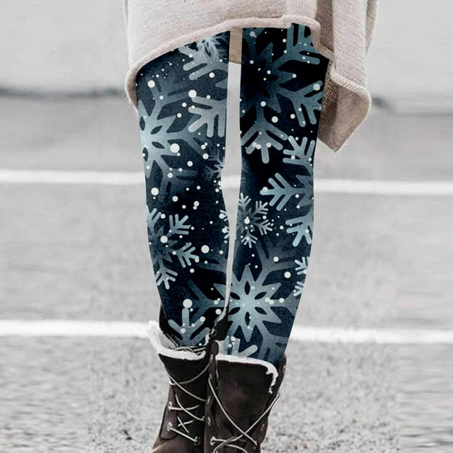 Ovticza Plus Size Xmas Leggings High Waist Snowflake Yoga Pants Tummy ...