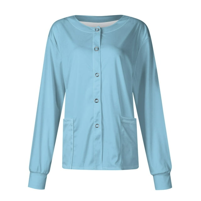 Ovticza Scrubs for Women, Snap Front Jackets for Women with Four-Way ...