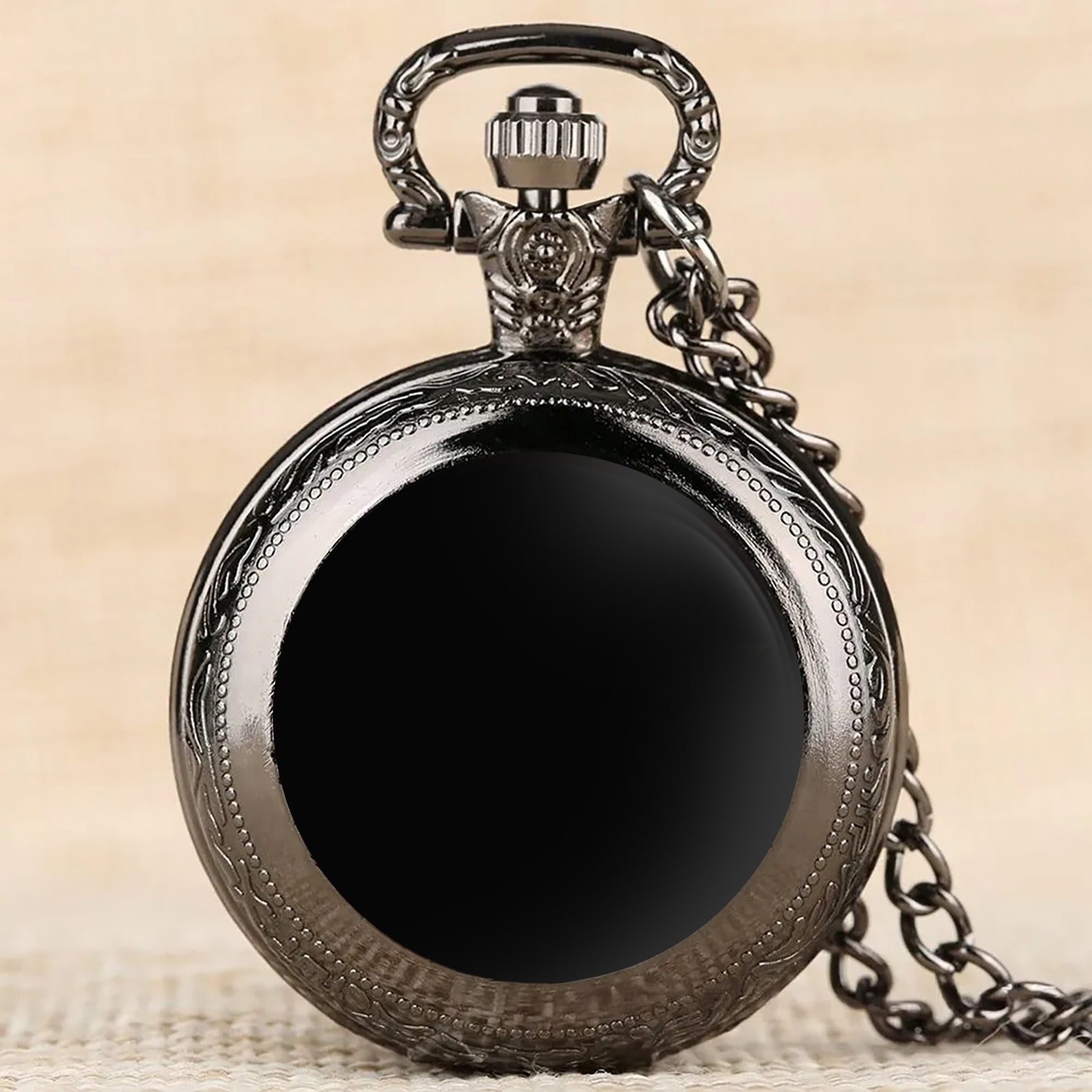 Ovticza Smooth Black Pocket Watch for Men Quartz Arabic Digital Dial ...