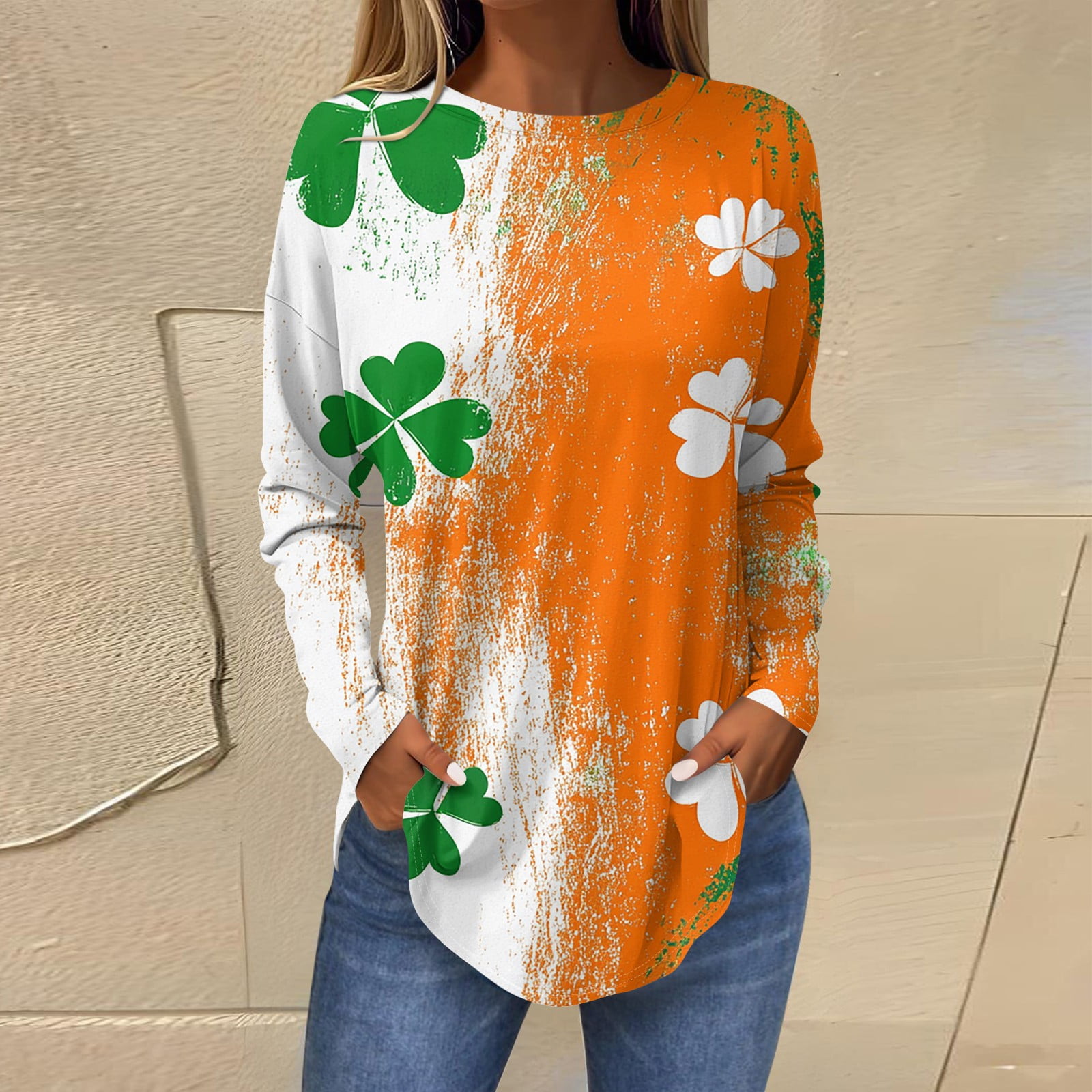 Ovticza St. Patricks Day Womens Shamrocks T-Shirt Cute Shamrock Clover ...