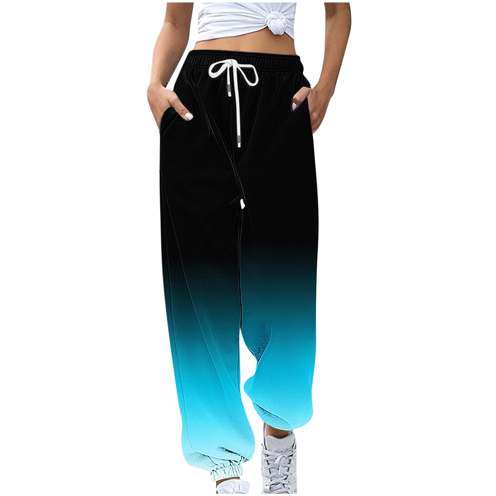 Ovticza Sweat Pants for Women Clearance Plus Size Long Legged Cinch Tie ...