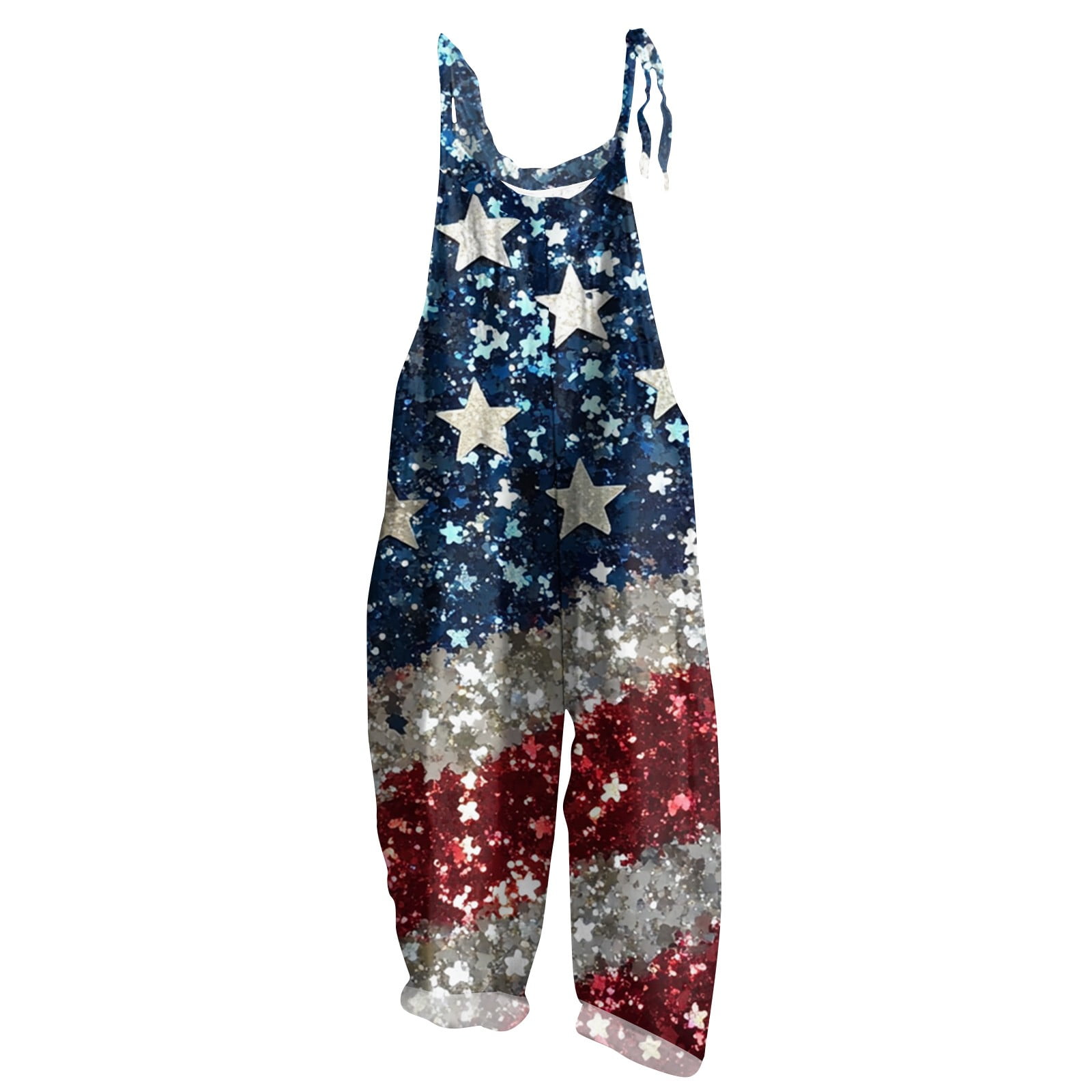 Ovticza Usa Flag Stars Stripes Graphic Jumpsuits Square Neck Sleeveless ...