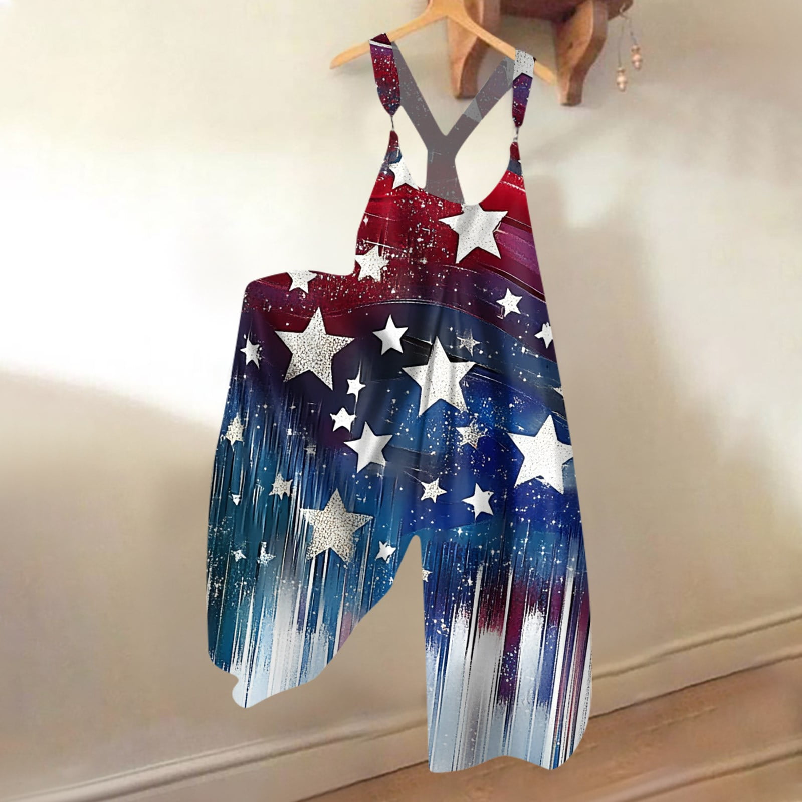 Ovticza Usa Stars Stripes Jumpsuits Round Neck Sleeveless Usa Flag ...