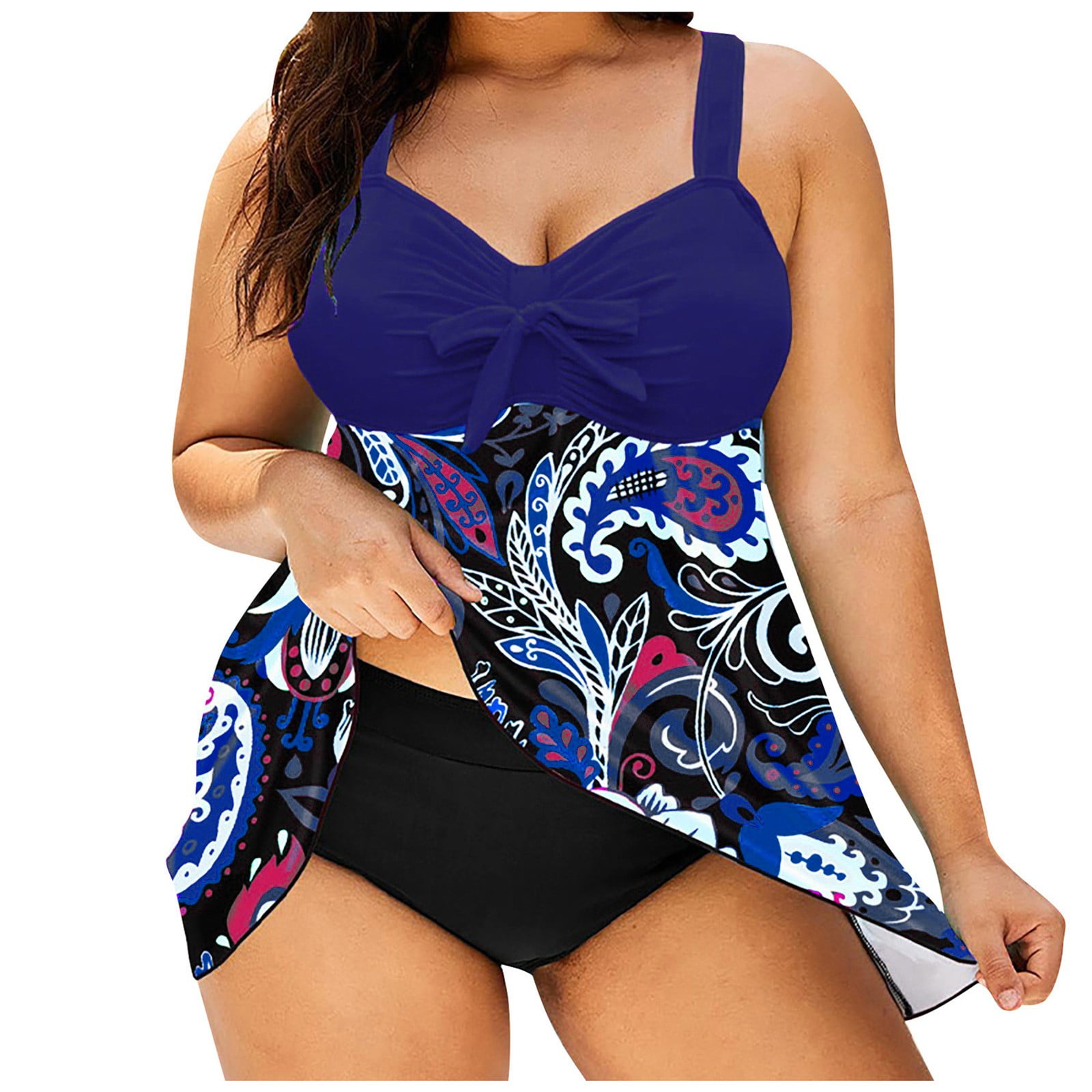 Ovticza Women Front Cross Swimsuit 2 Piece High Waisted Bikini Tummy