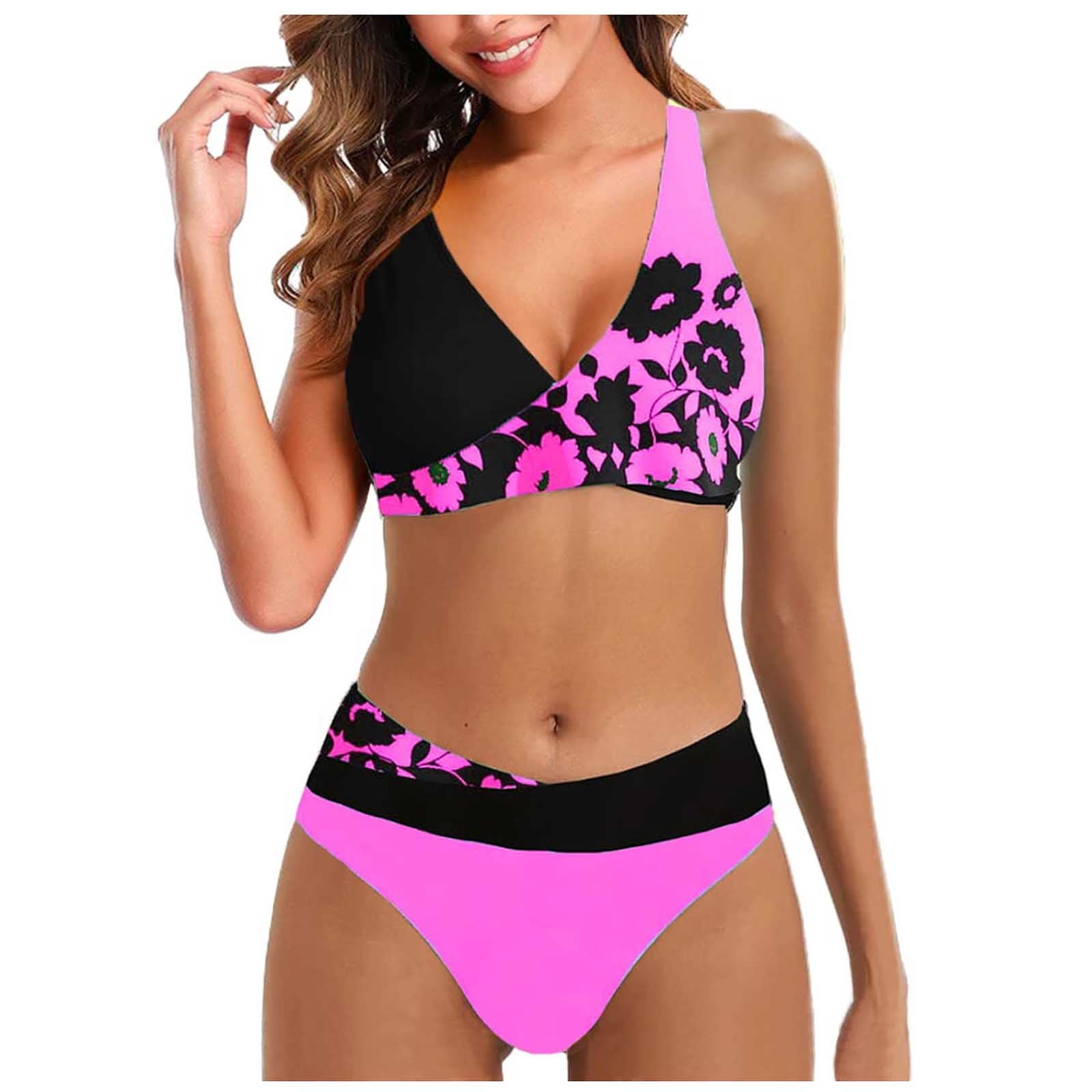 Ovticza Women Front Cross Swimsuit 2 Piece High Waisted Bikini Tummy