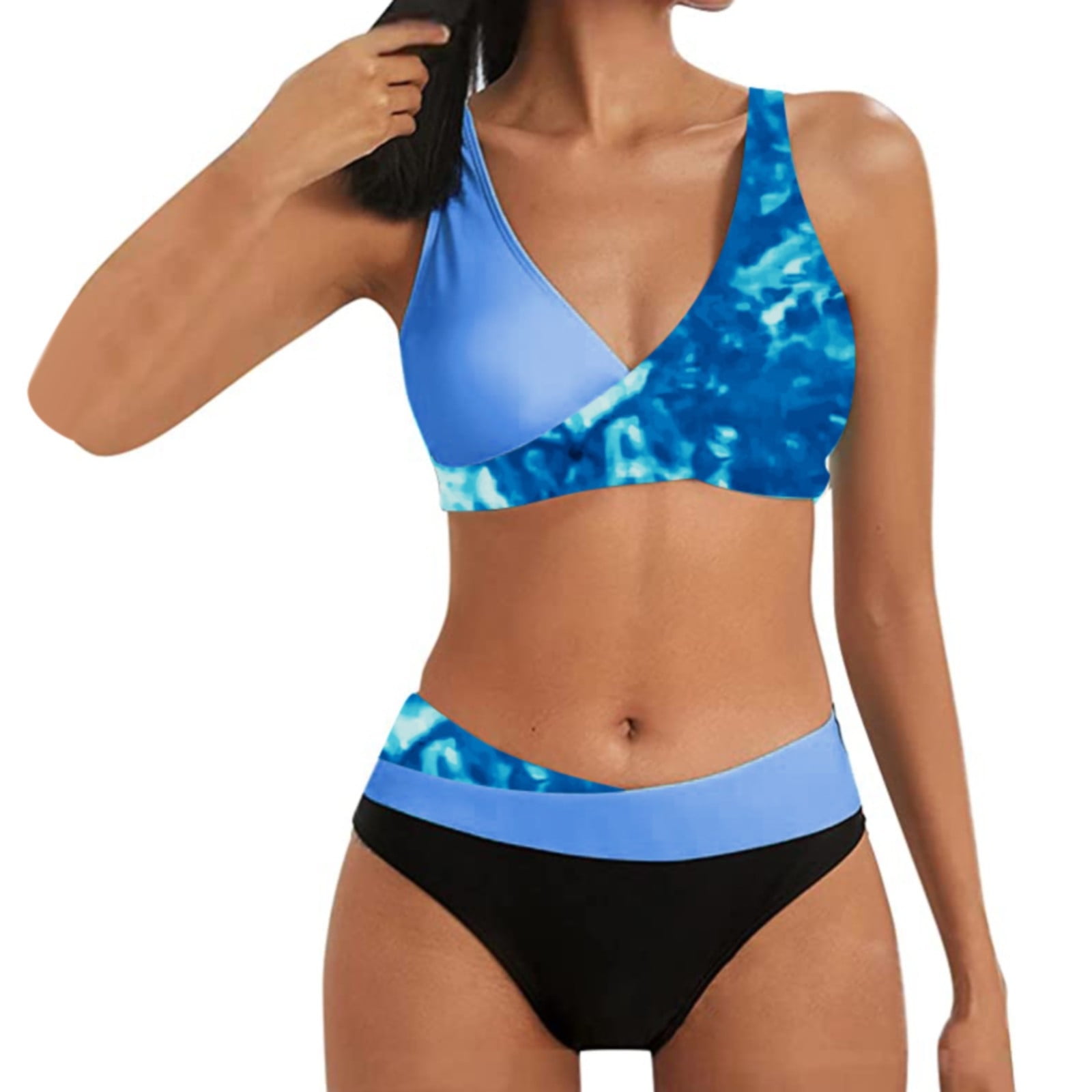 Ovticza Women Front Cross Swimsuit 2 Piece High Waisted Bikini Tummy