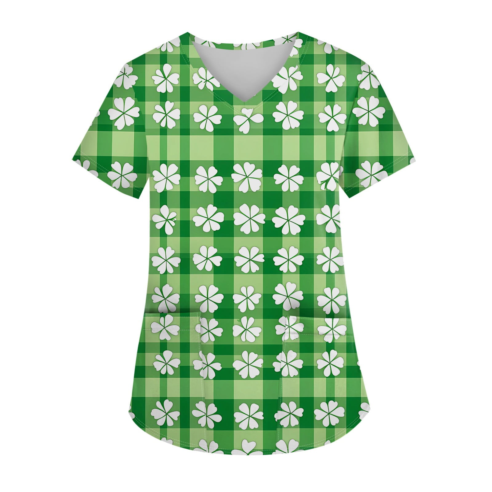 Ovticza Women Irish St Party Day Scrub Tops V Neck Short Sleeve Working ...