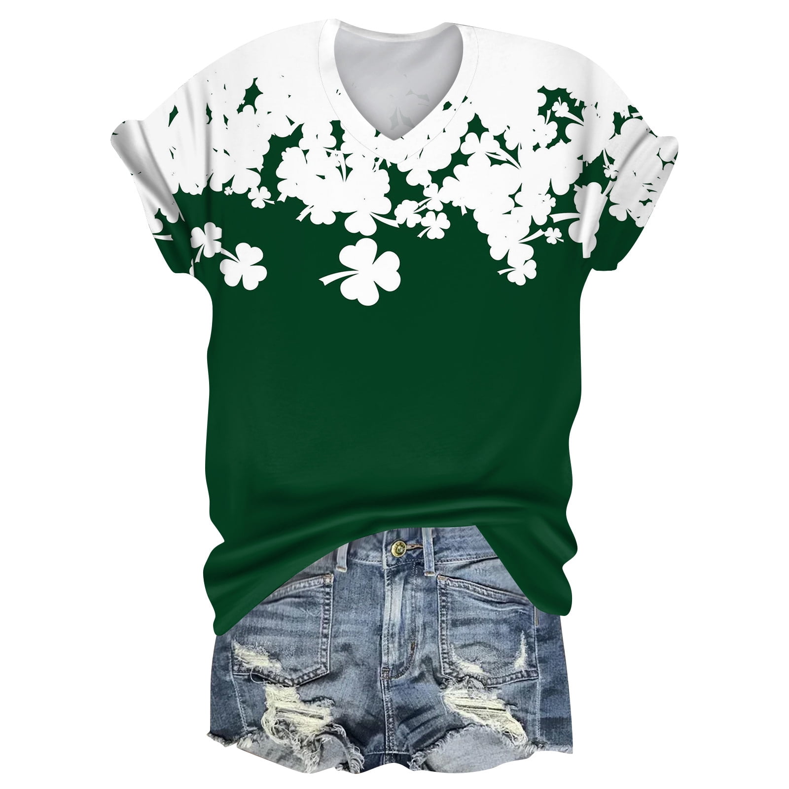 Ovticza Women S.t Patrick Day Shirt V Neck Shamrock Printed Tshirts ...