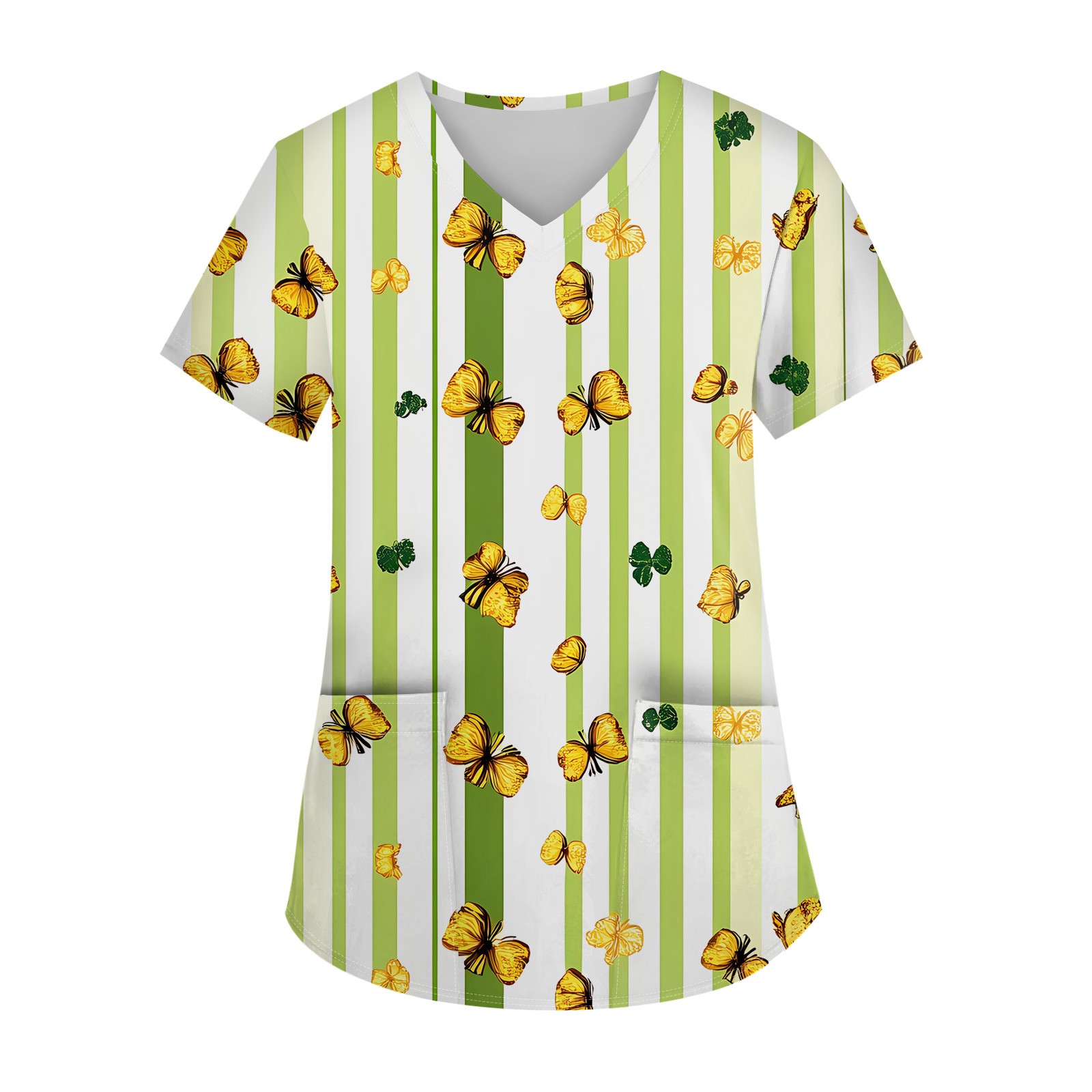 Ovticza Women St Party Day Scrub Tops V Neck Short Sleeve Working Nurse ...