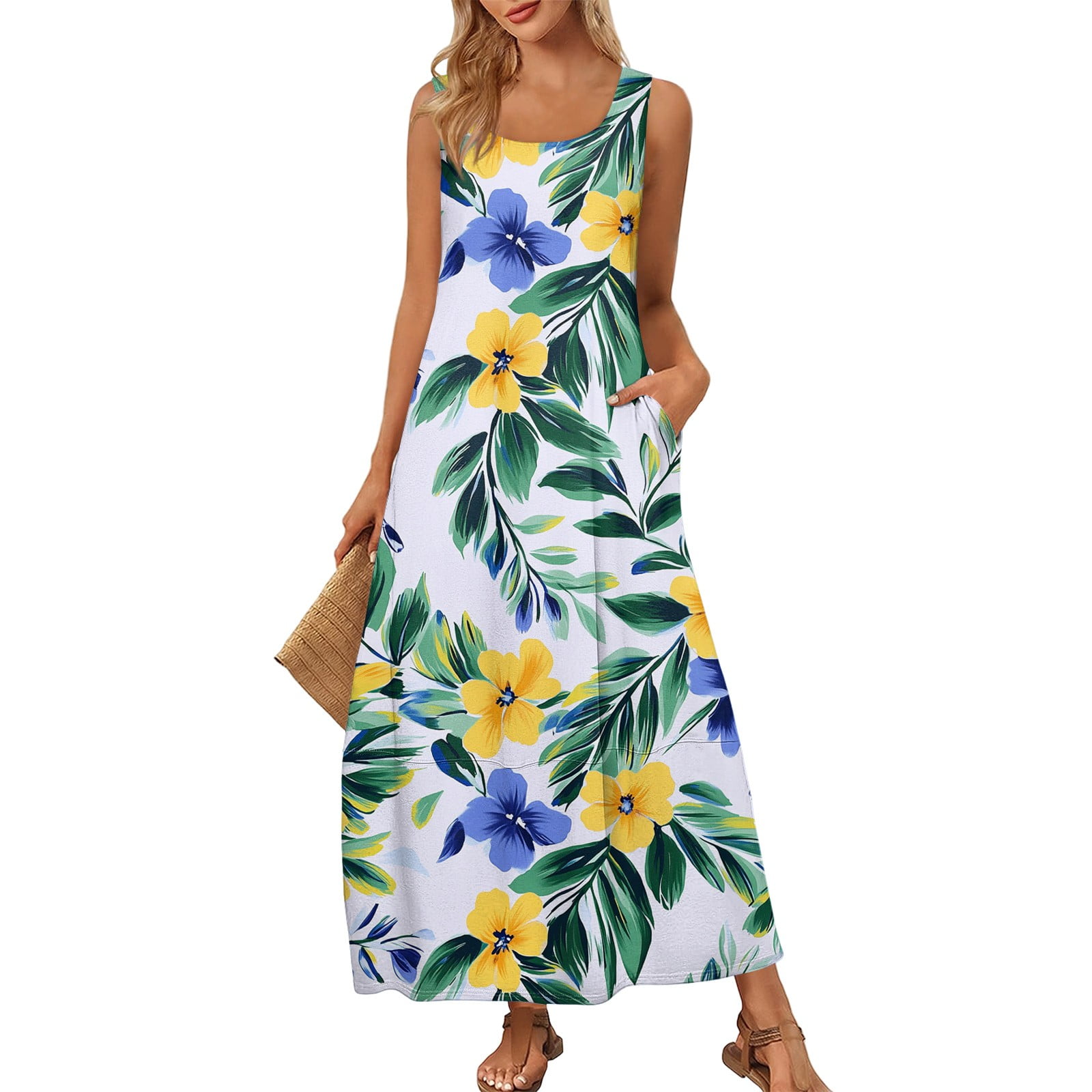 Ovticza Women's Casual Maxi Sundress 2025 Summer Beach Dress Floral ...