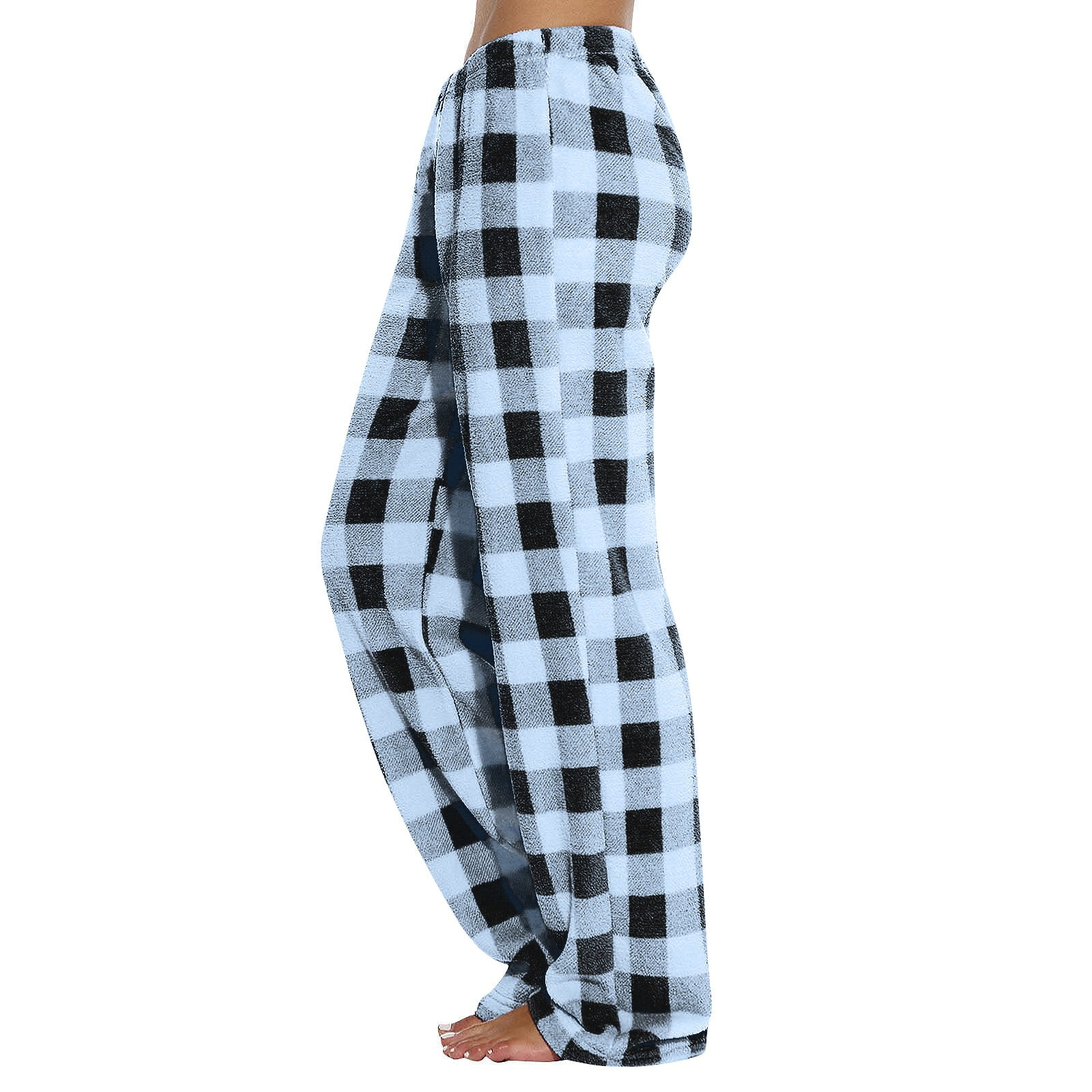 Ovticza Women's Fuzzy Pajama Pants Comfy Warm Plaid Fleece Pajama ...