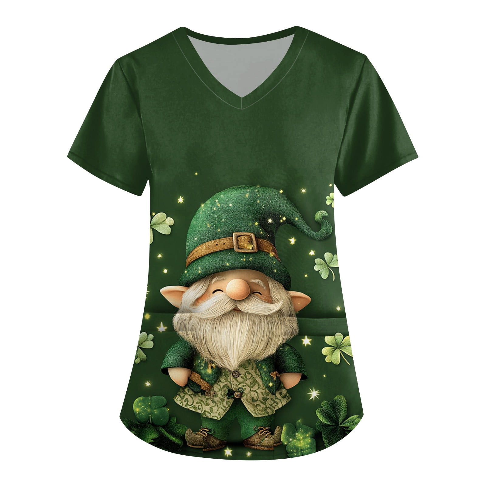 Ovticza Womens Clover St Paddys Day Gift Scrub Tops V Neck Short Sleeve ...