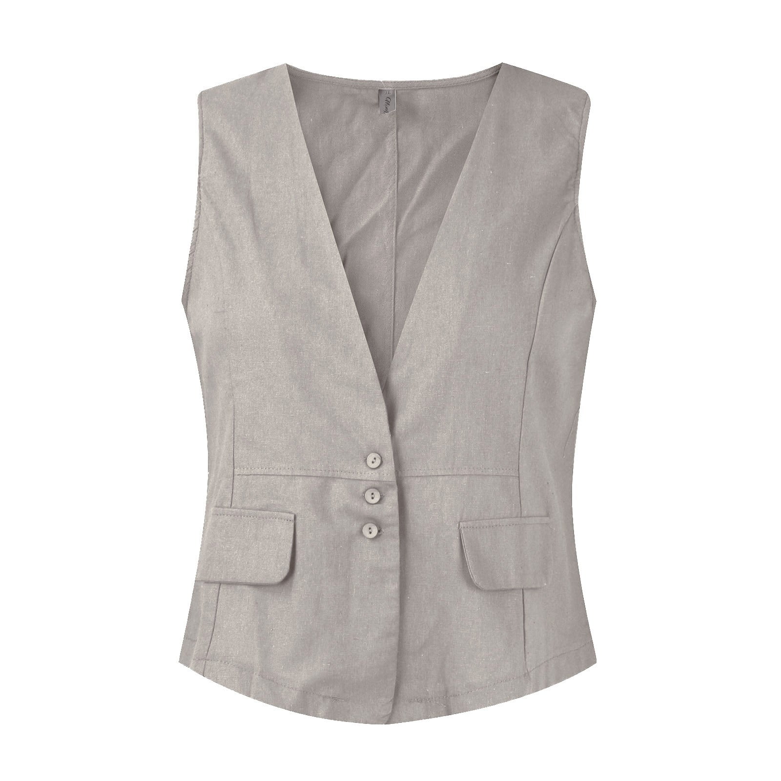 Ovticza Womens Cotton Linen Vest Casual Loose V Neck Sleeveless Vests ...