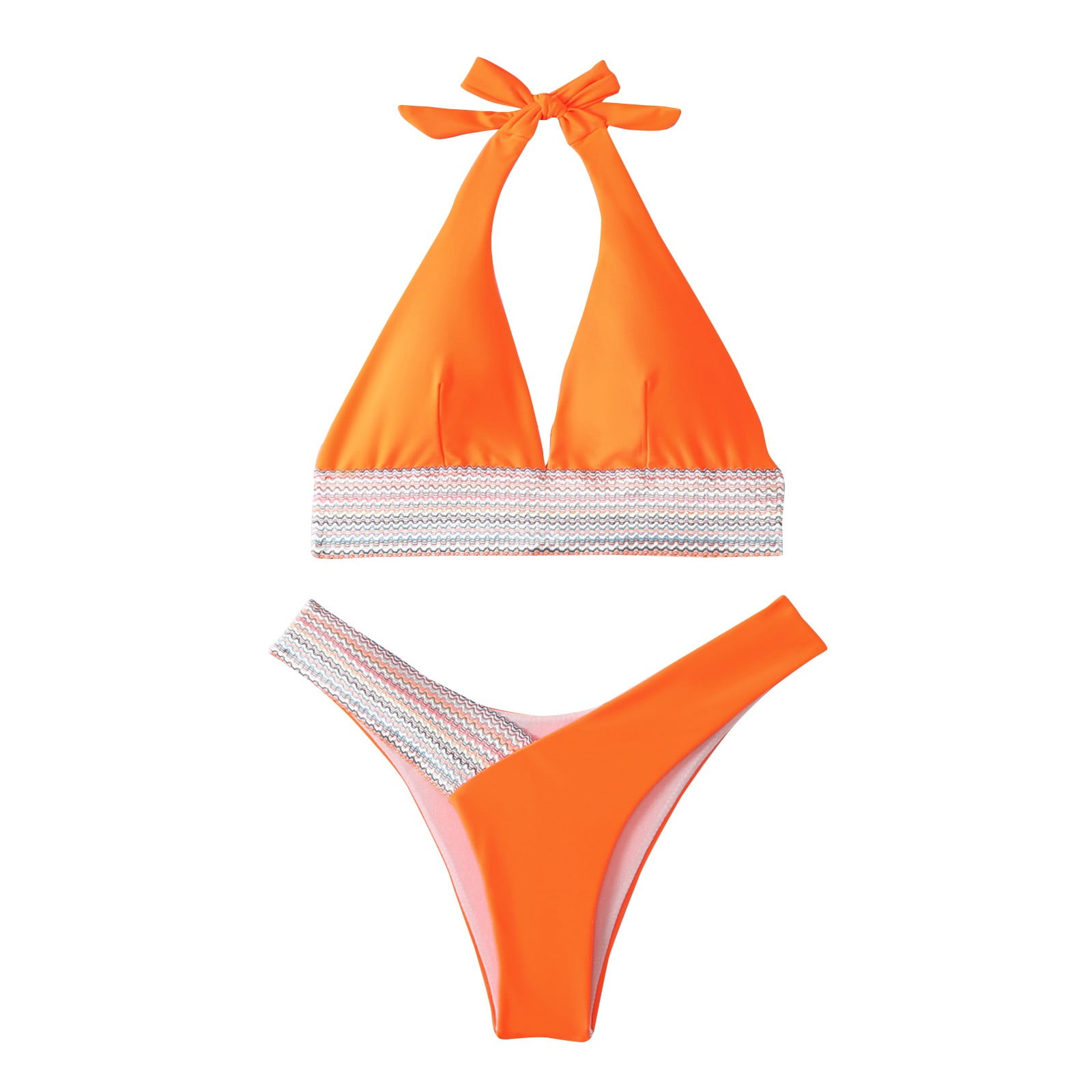 Ovticza Womens High Cut Bikini Sets Sexy Cheeky Two Piece Swimsuit Slimming Halter Floral Print
