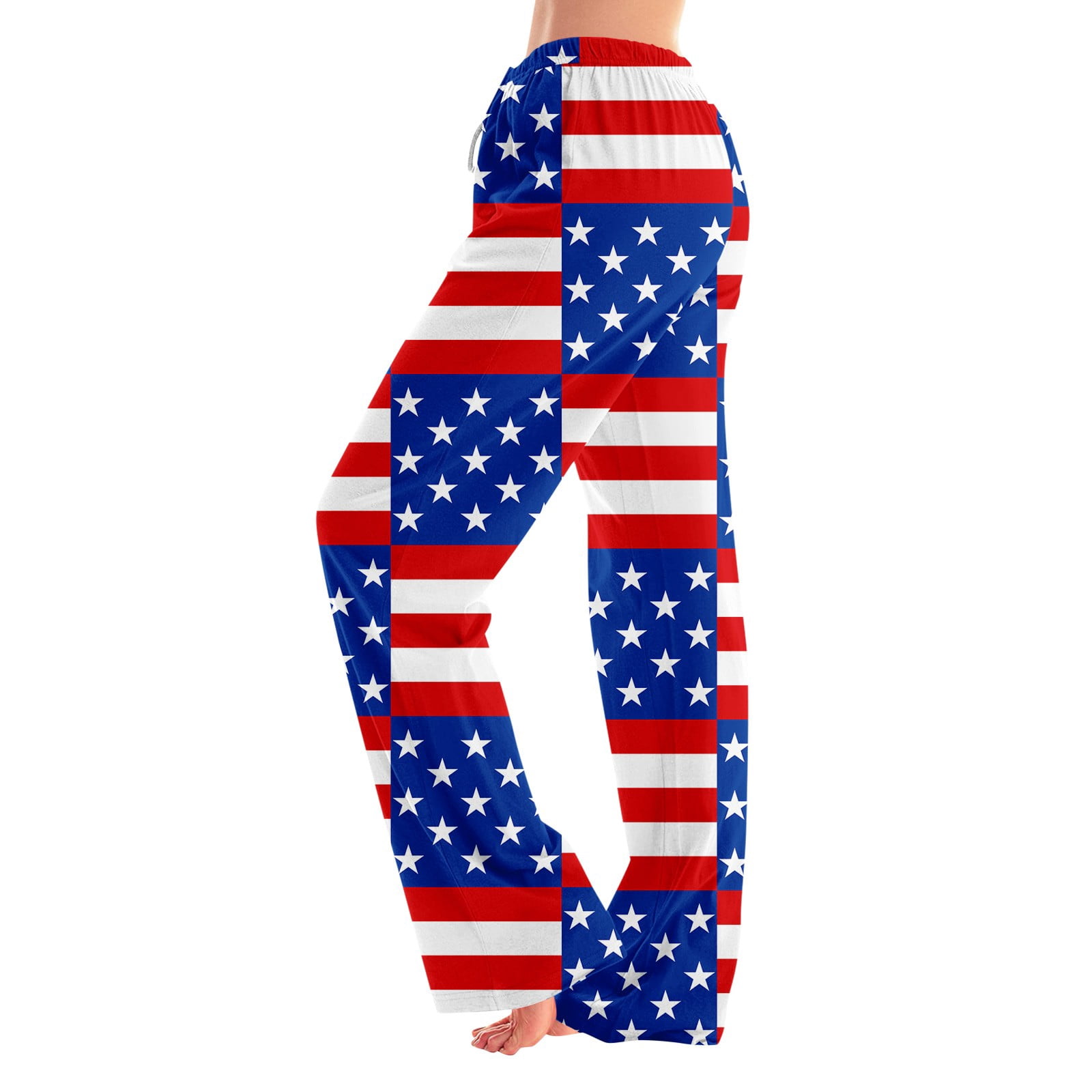 Ovticza Womens Usa Star Stripes Fourth July Pajamas Pants Wide Leg ...