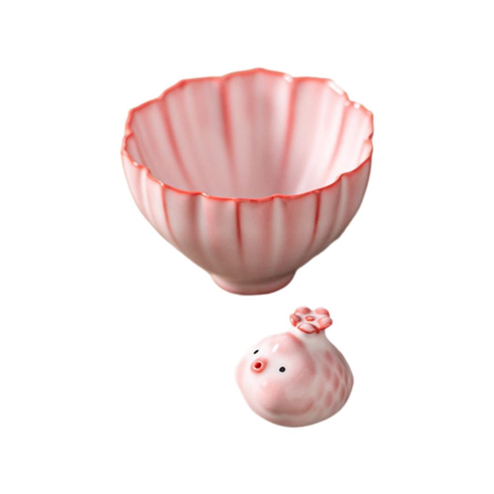 Ovvkultoc Ceramic Tea Cup with Pet Piggy Statue, Kungfu Tea Cup with ...
