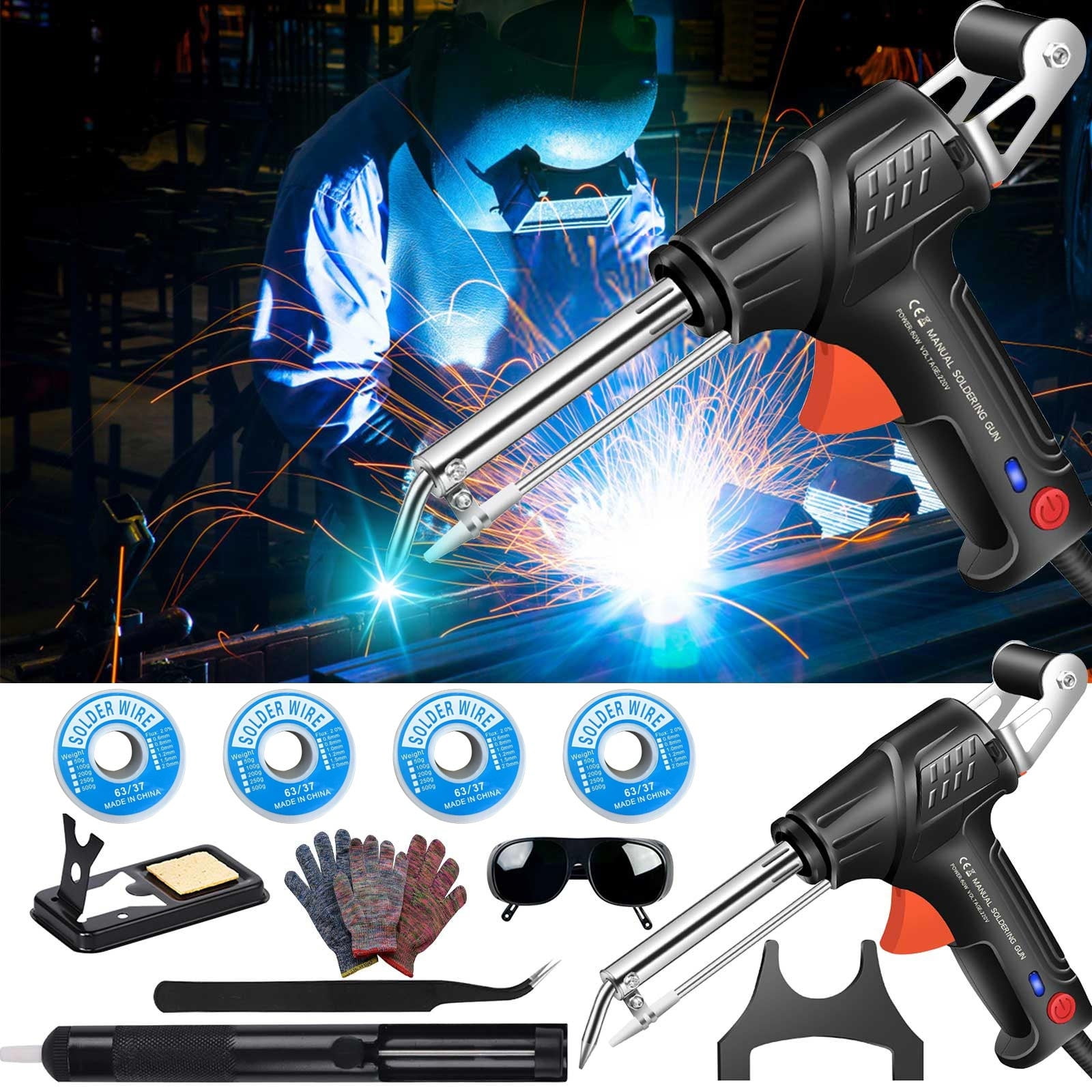 Ovzne 110V Handheld Semi-Automatic Soldering Gun - 60W Soldering Iron ...