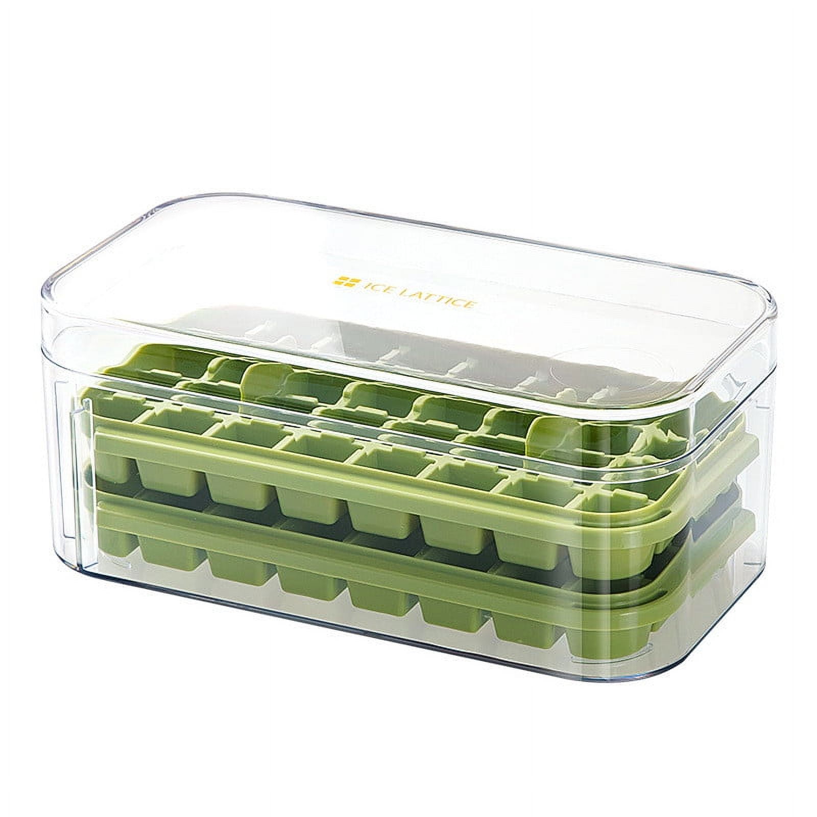 Ovzne 2Pcs Ice Cube Tray with Lids and Storage Bin, Silicone Ice Cube ...