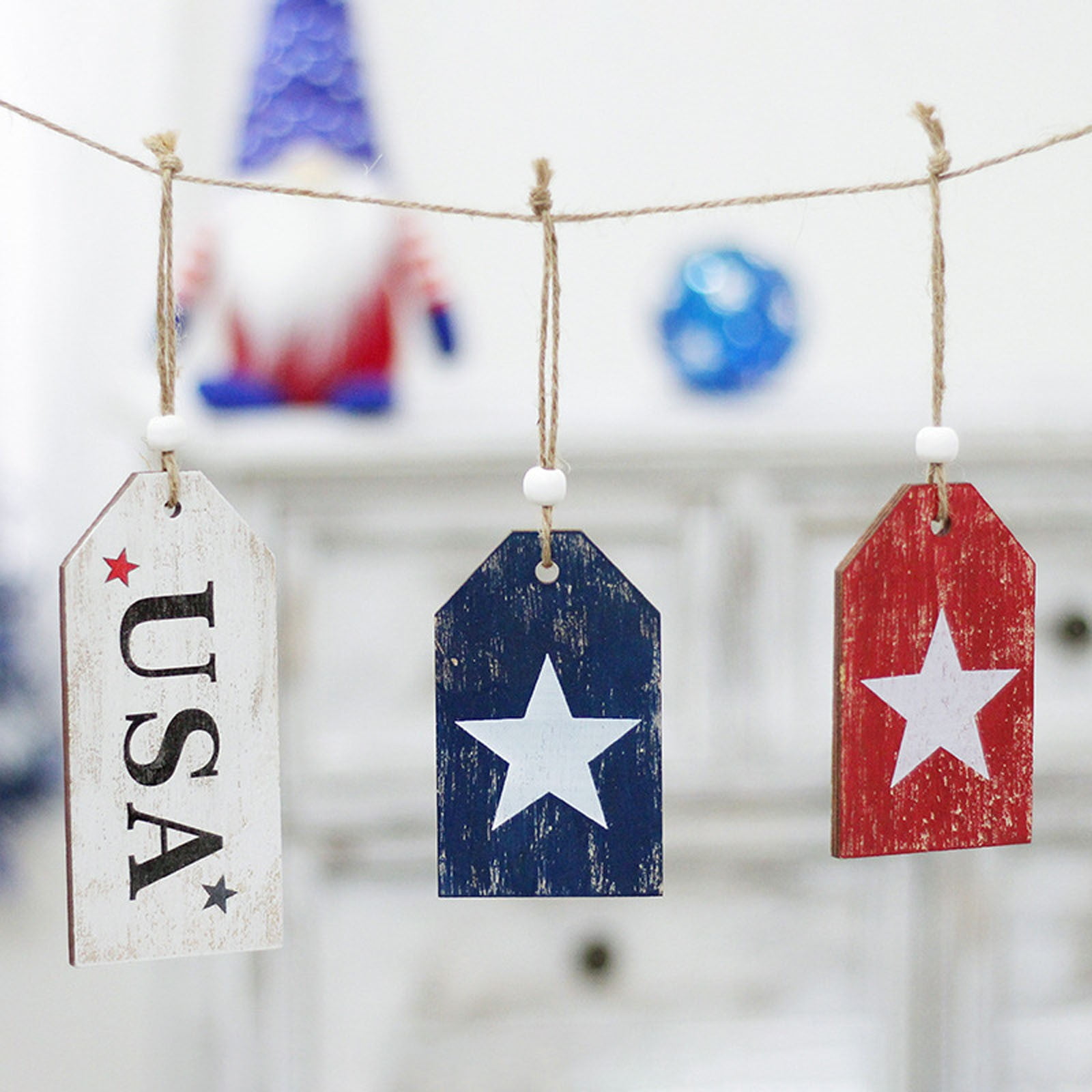Ovzne 4Th Of July Vintage Ornaments Wooden Decorations Independence Day ...