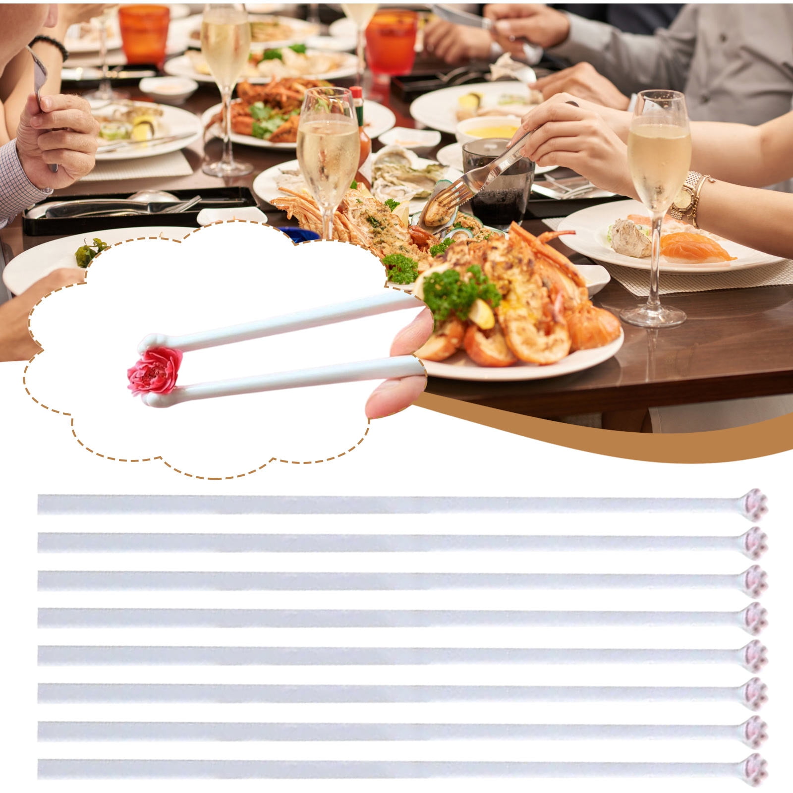 Ovzne 8Pc Cute Plastic Cats Claw Chopsticks - Anti Slip Cute Kitchen ...
