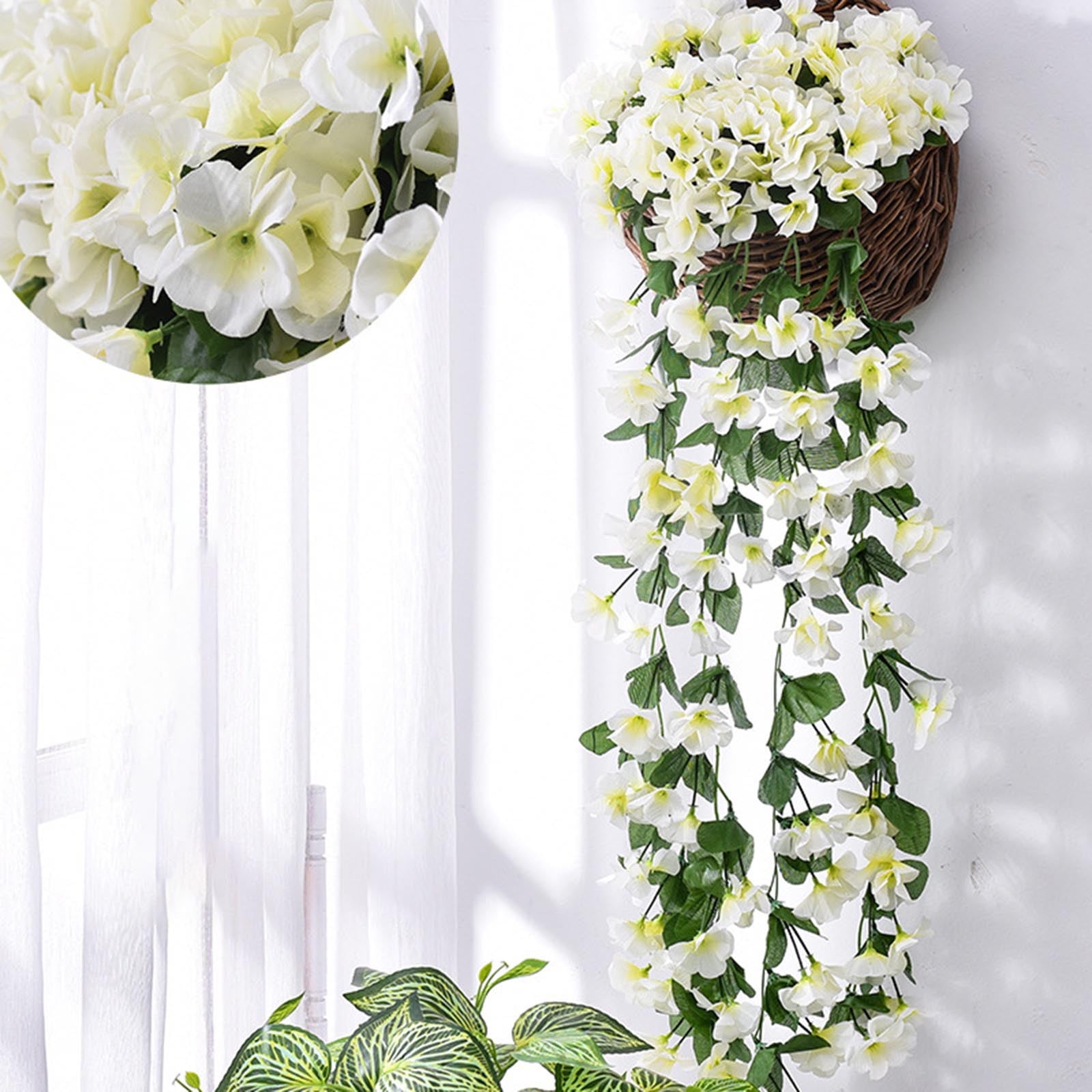 Ovzne Artificial Hanging Flower Fake Hanging Rose Flower Vine Hanging ...