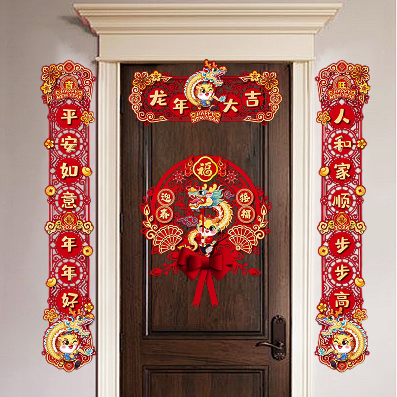 Ovzne Chinese New Year Decoration Paper Chinese Couplets Set With ...