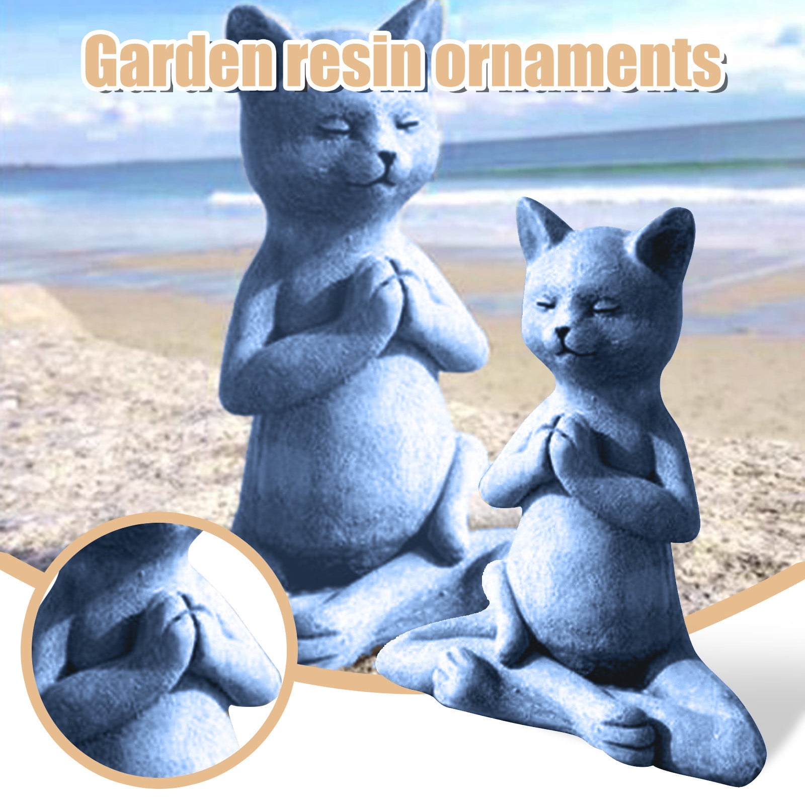 Ovzne Garden Sculpture Decoration Outdoor, Meditating Cat Buddha Zen ...