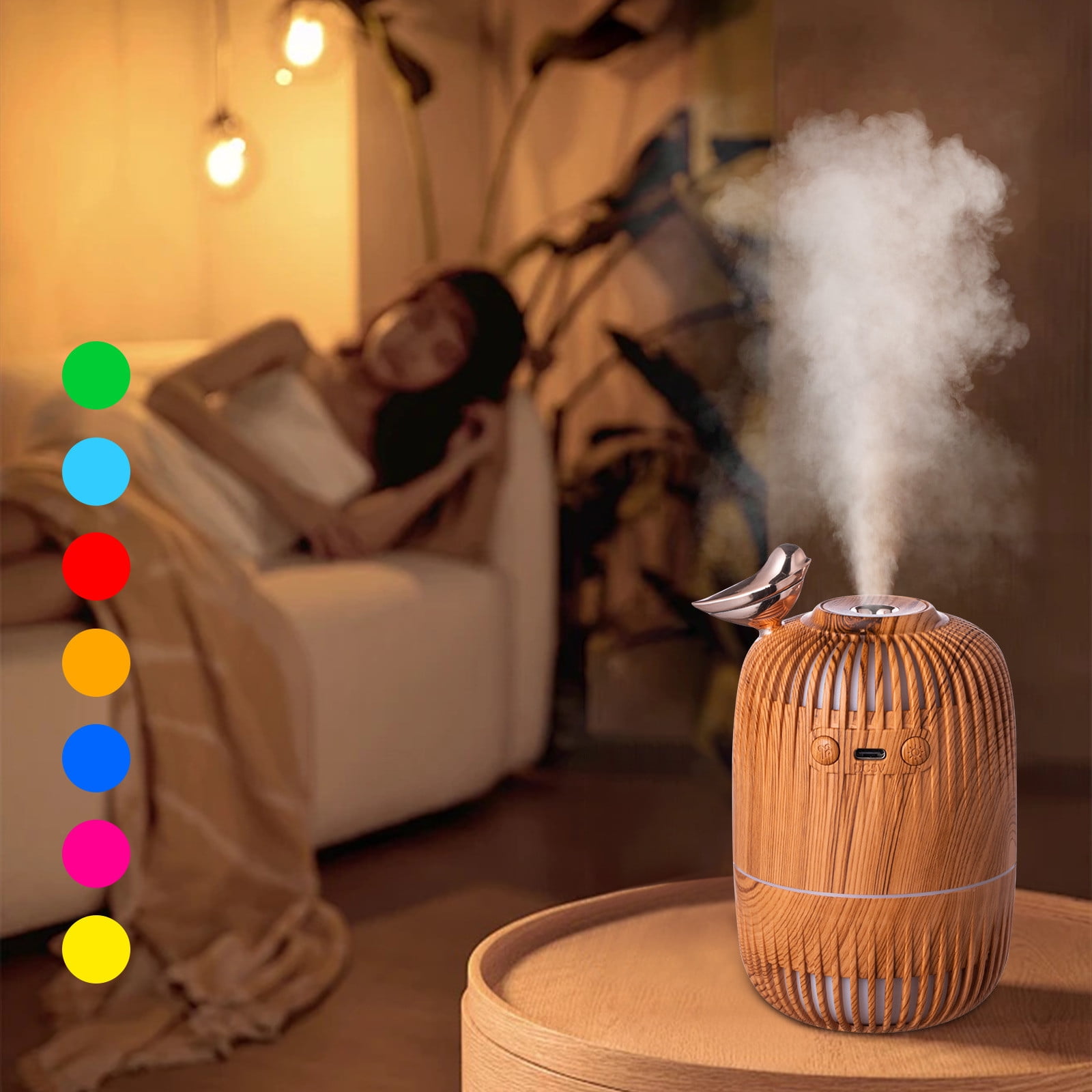 Ovzne Humidifier - Output, Desktop Friendly Silent , 7-Color Ambient ...