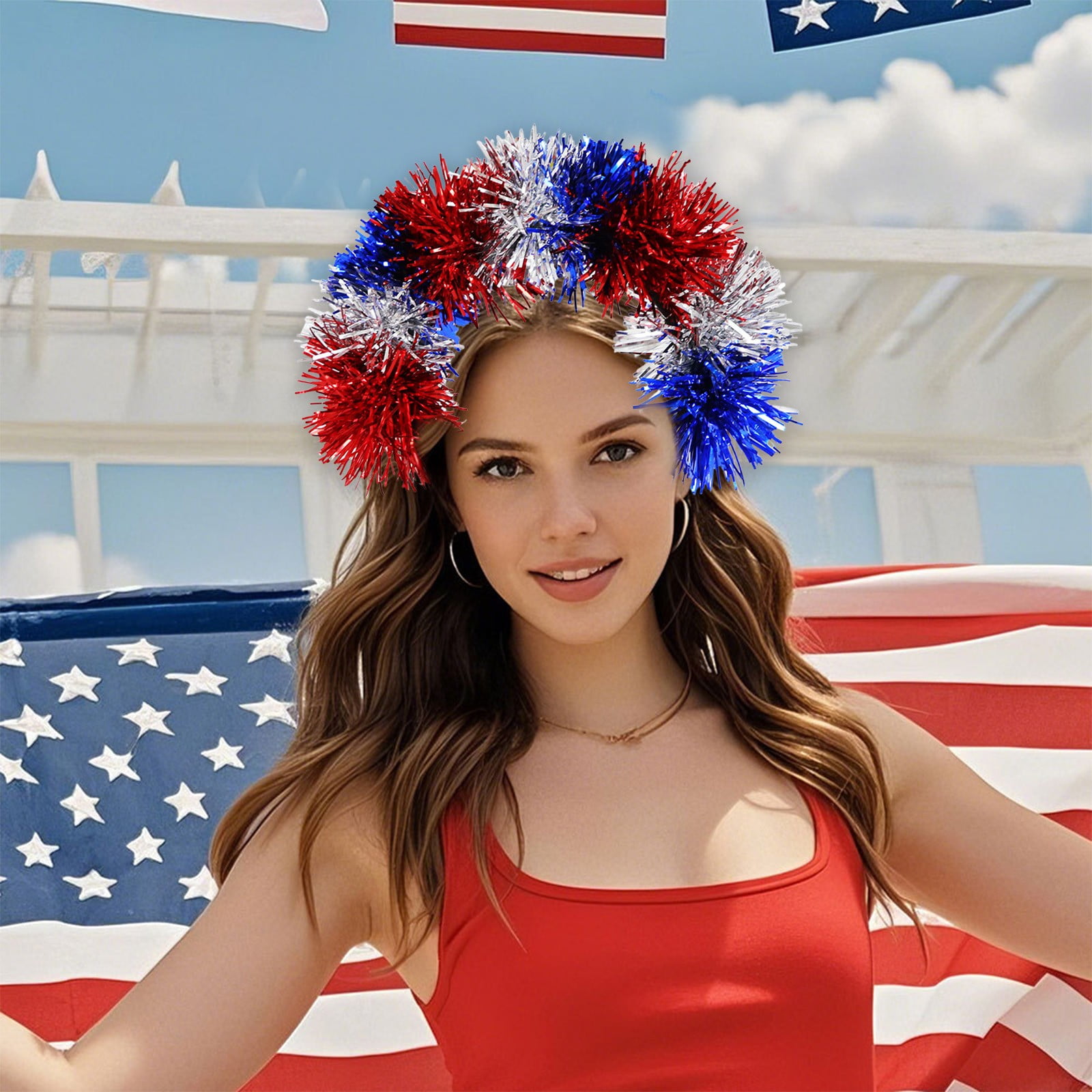 Ovzne Independence Day Headbands, Party Decorations, Colorful Striped ...