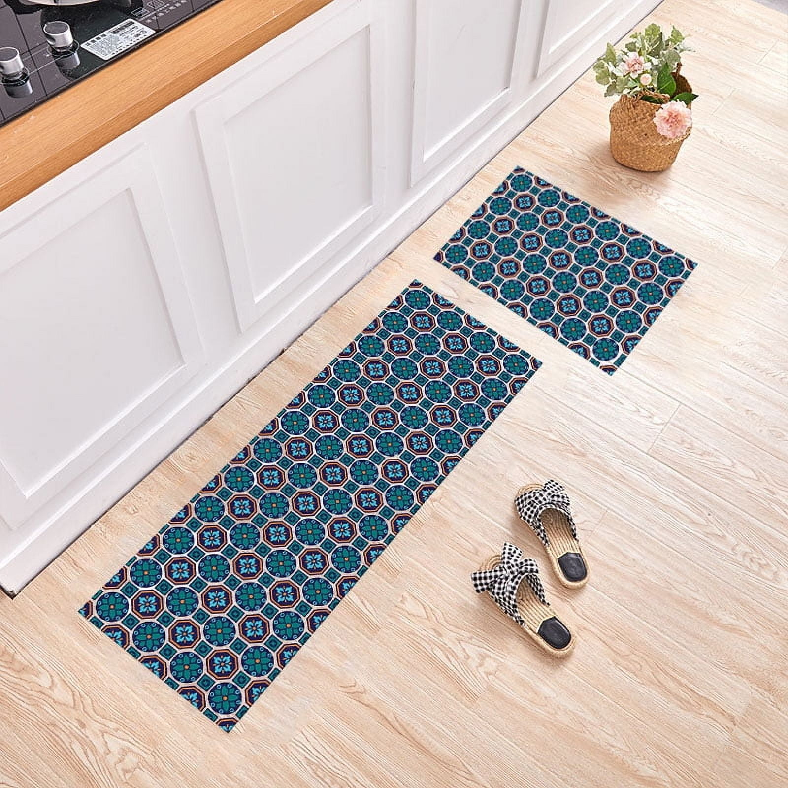 Ovzne Kitchen Floor Mats, Abstract Strip 2 PCS Anti Fatigue Area Runner ...