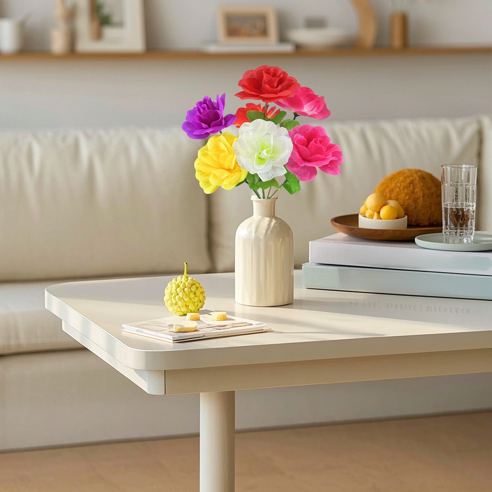 Ovzne Realistic Fake Flower Bouquet – Lifelike Plastic Blooms For Home ...