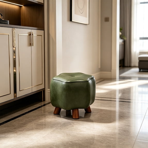 Ovzne Solid Wood Small Footstool Padded Cushion Stool Multifunctional ...
