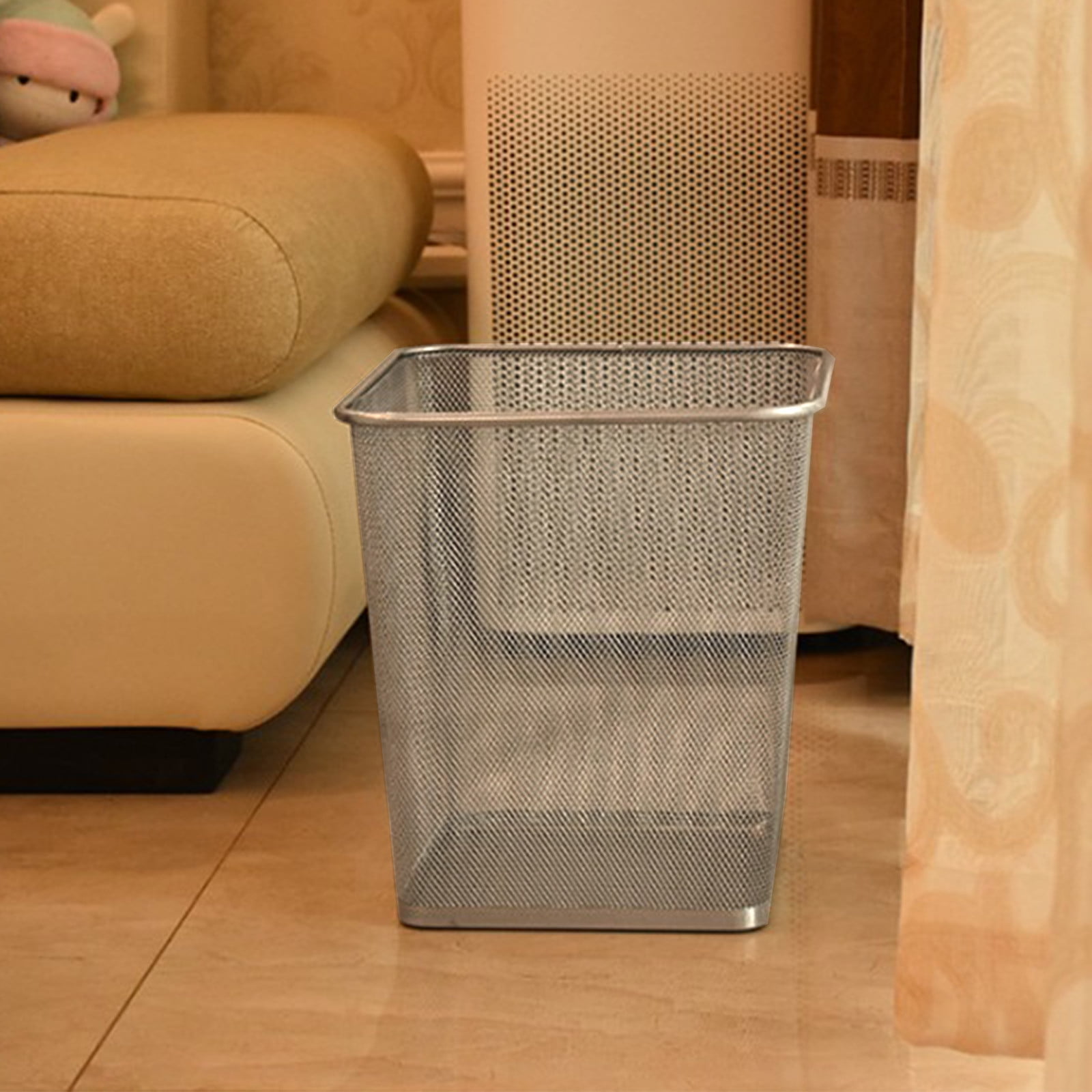Ovzne Square Waste Basket,Wire Mesh Desk Metal Trash Garbage Can ...