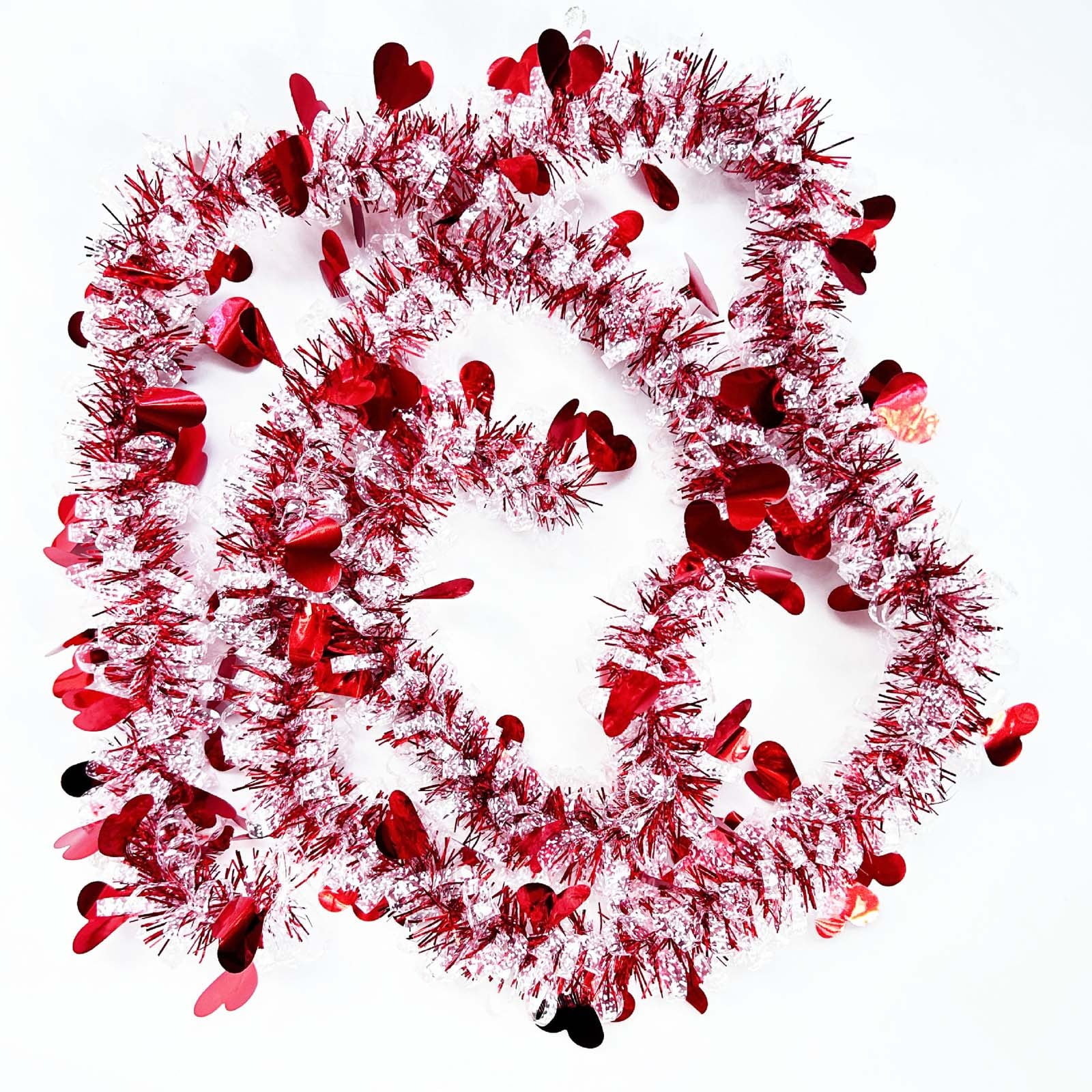 Ovzne Valentine's Day Wreath- 2M Heart Shaped Tinsel Decorations ...