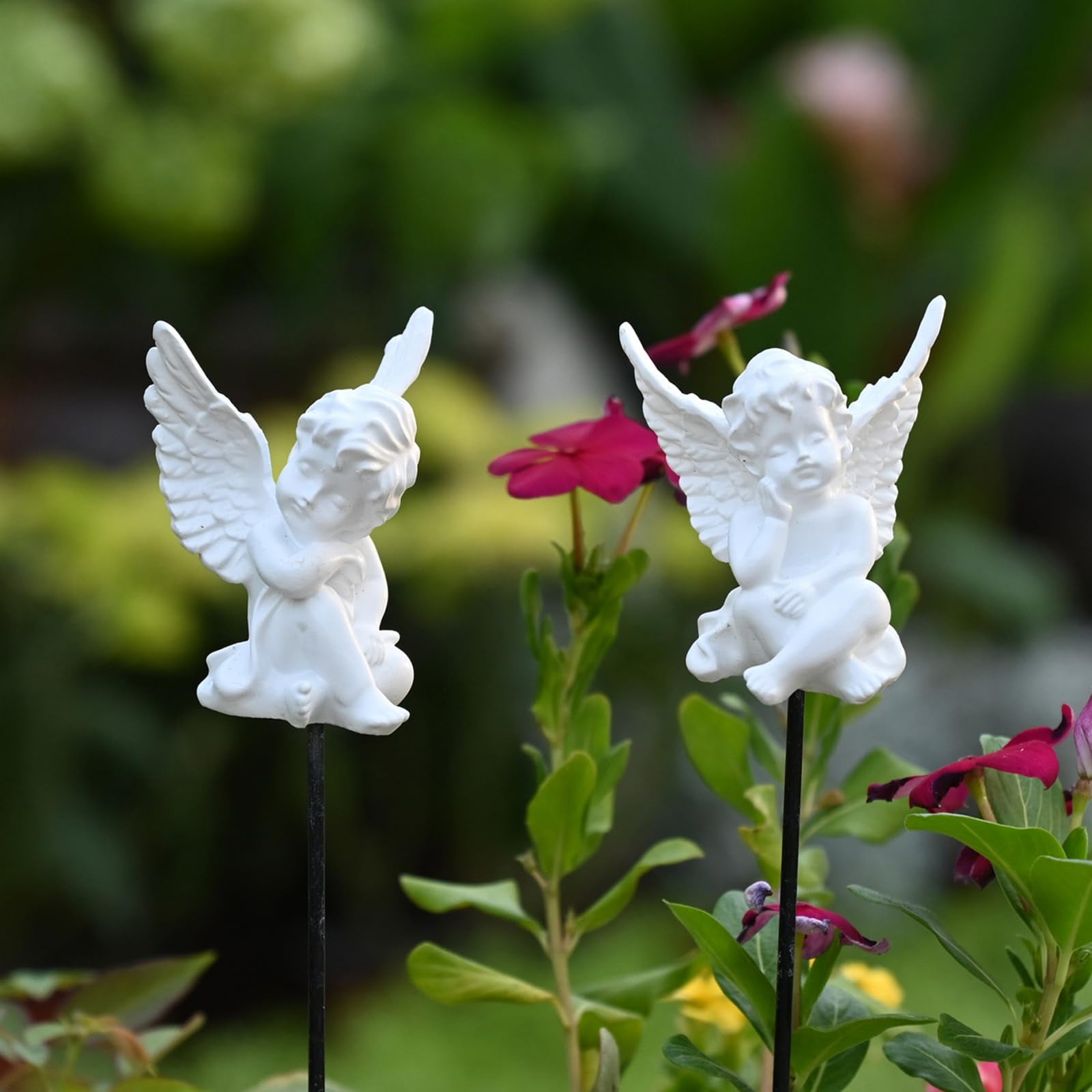 OwMell Set of 2 Decorative Angel Garden Stakes, Small Angel Fairy ...