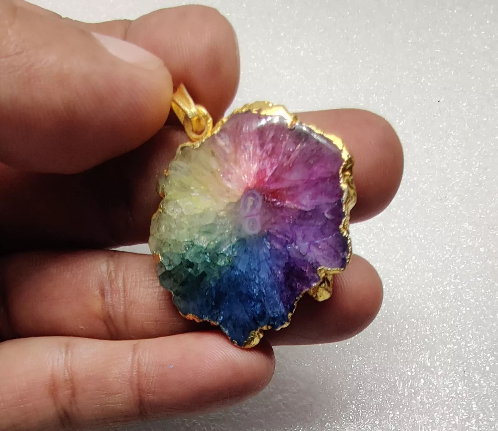 Owais Gems And Jewellery Handmade Solar Quartz Sliced Multi-Color ...