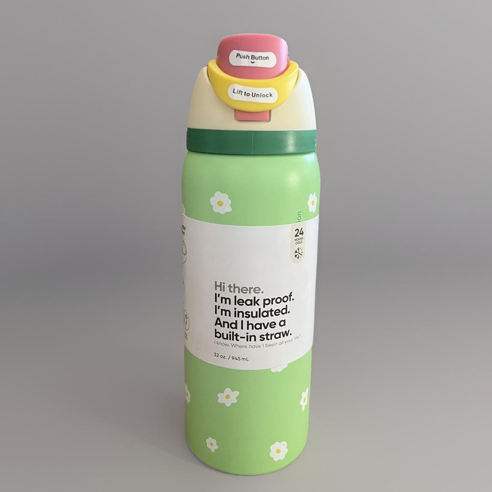 Owala Stainless Steel Water Bottle COLOR DROP Darling Daisy Green - 24 ...