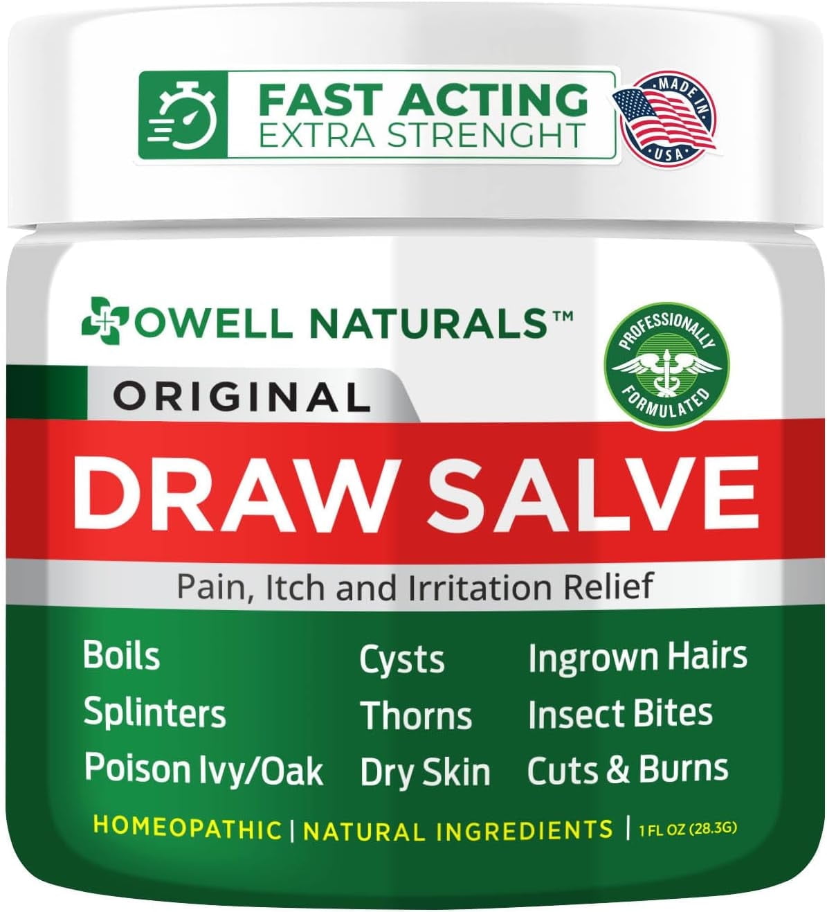 Owell Naturals 1oz Draw Salve for Pain Relief, Effective for Splinters ...