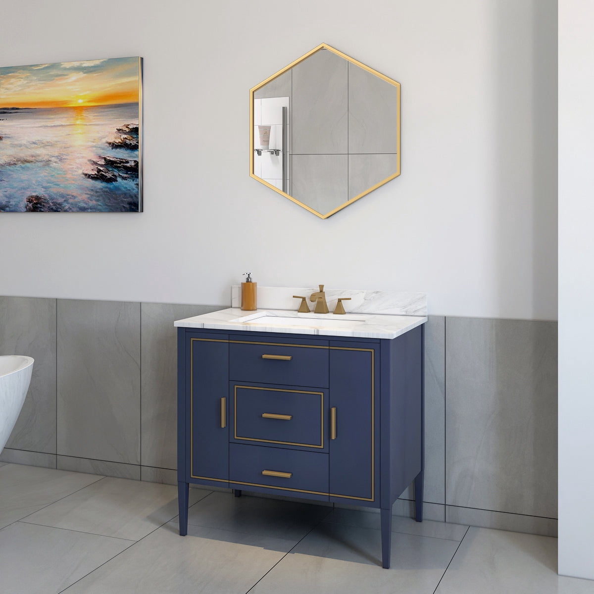 Owen Hexagonal Metal Frame Mirror - Walmart.com