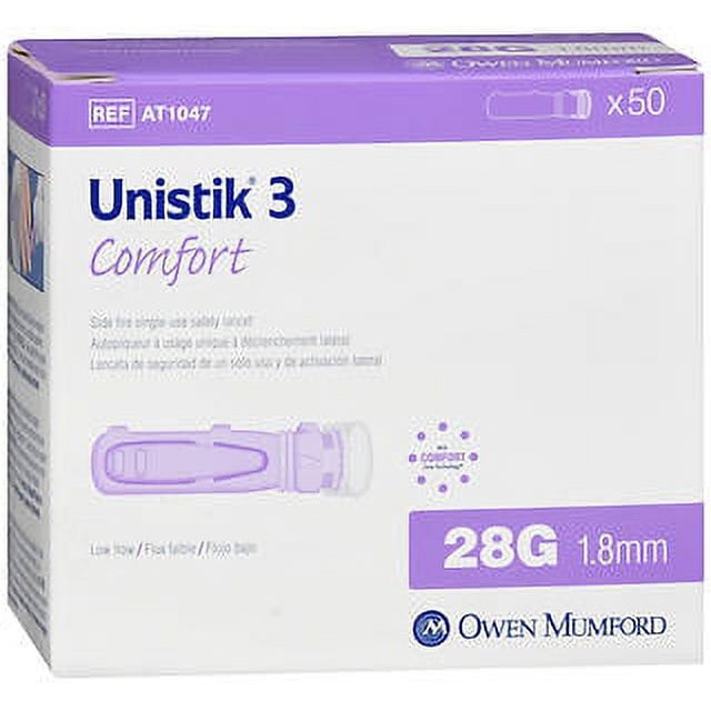 Owen Mumford Unistik 3 Safety Lancets (28G), 50 Count - Walmart.com