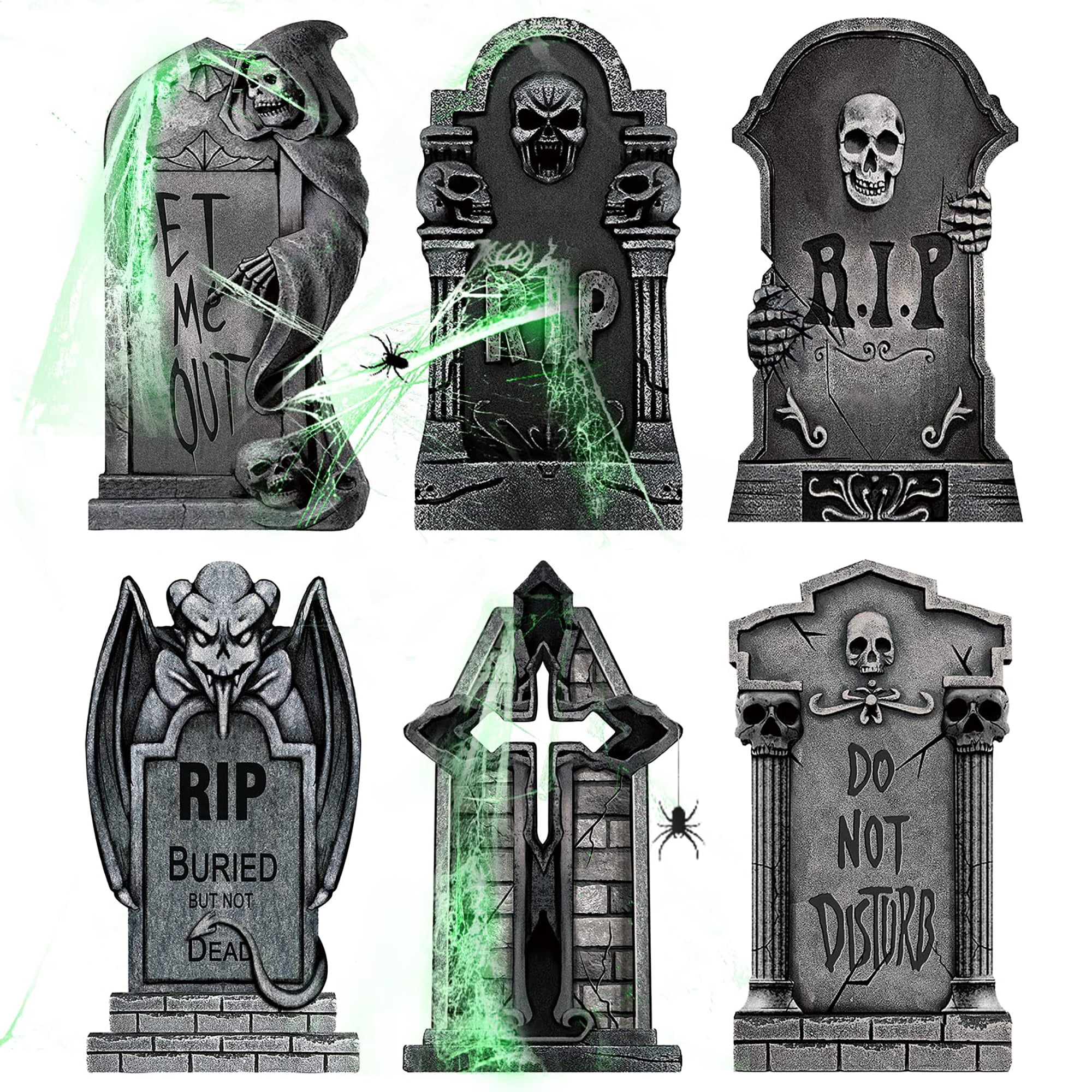 Owis 6 Pack Halloween Tombstones Yard Signs Outdoor Decorations with ...