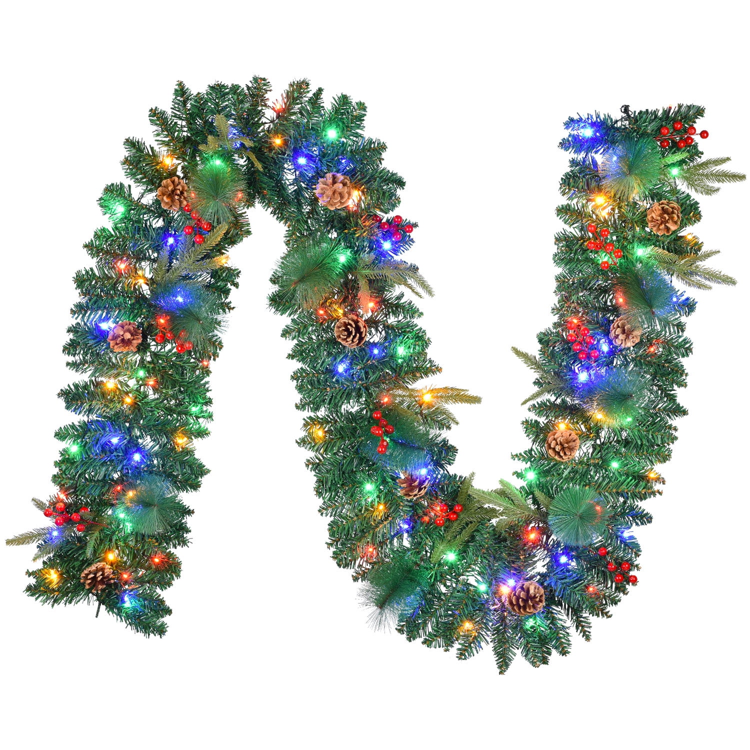 Owis 9ft Prelit Christmas Garland with 100 LED Lights, Xmas Decoration ... Owis 9ft Prelit Christmas Garland with 100 LED Lights, Xmas Decoration ...