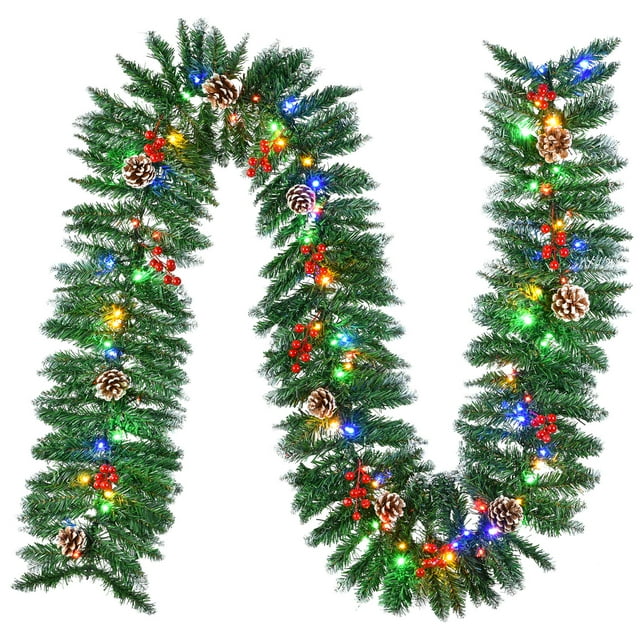 Owis 9ft Prelit Christmas Garland with 100 LED Lights, Xmas Decoration ... Owis 9ft Prelit Christmas Garland with 100 LED Lights, Xmas Decoration ...
