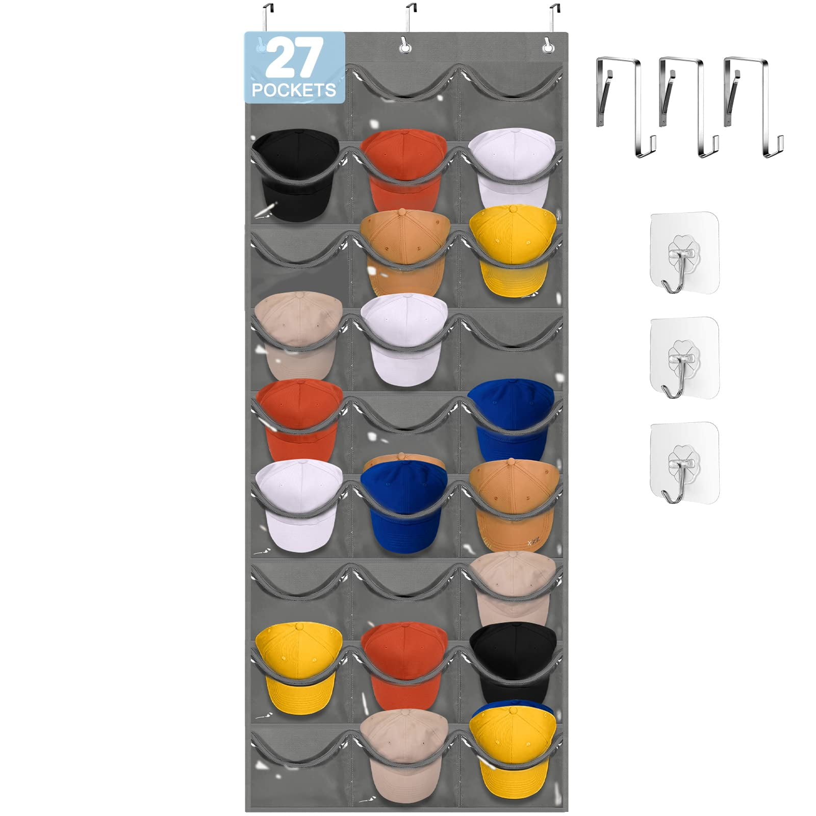 Owkjar 27 Large Pockets Hat Organizer for Baseball Caps,Hat Rack with 6 ...